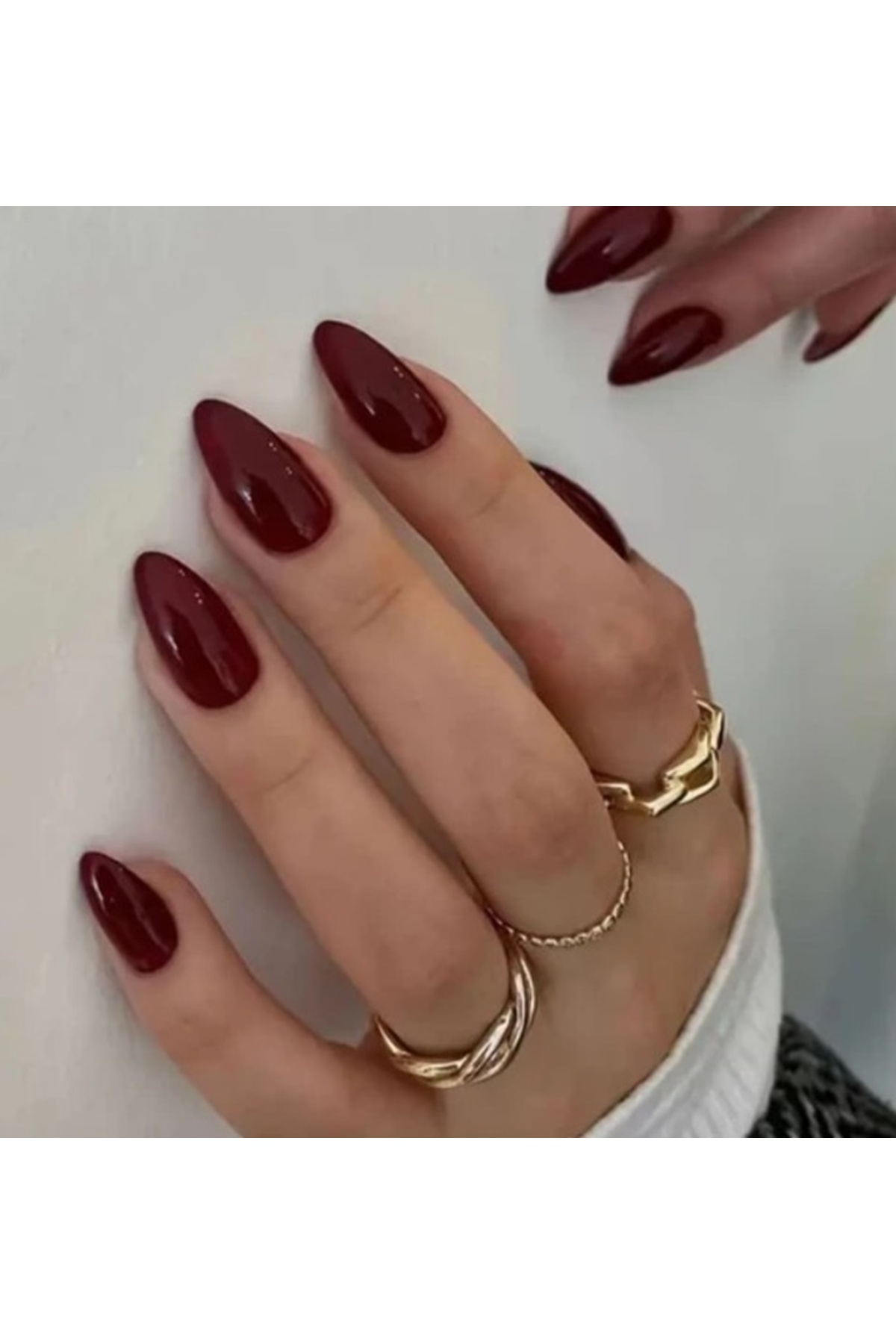 Alya Nail Studio Kırmızı Oval Badem Kadın Takma Tırnak Protez Tırnak ...