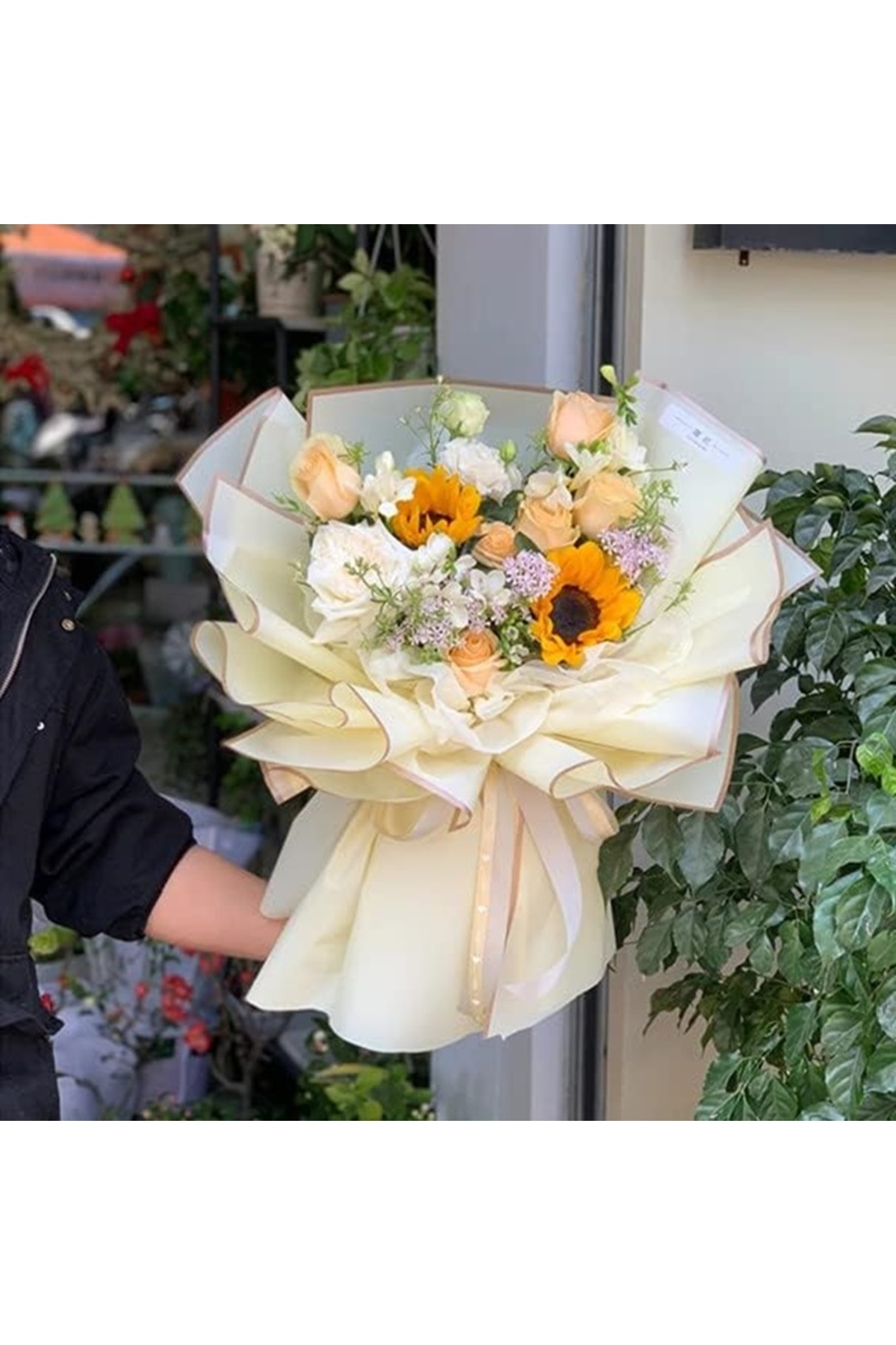 COLORPAK Çiçek Buket Ambalaj Jelatin Kağıdı (BEYAZ ZEMİN VE GOLD ...