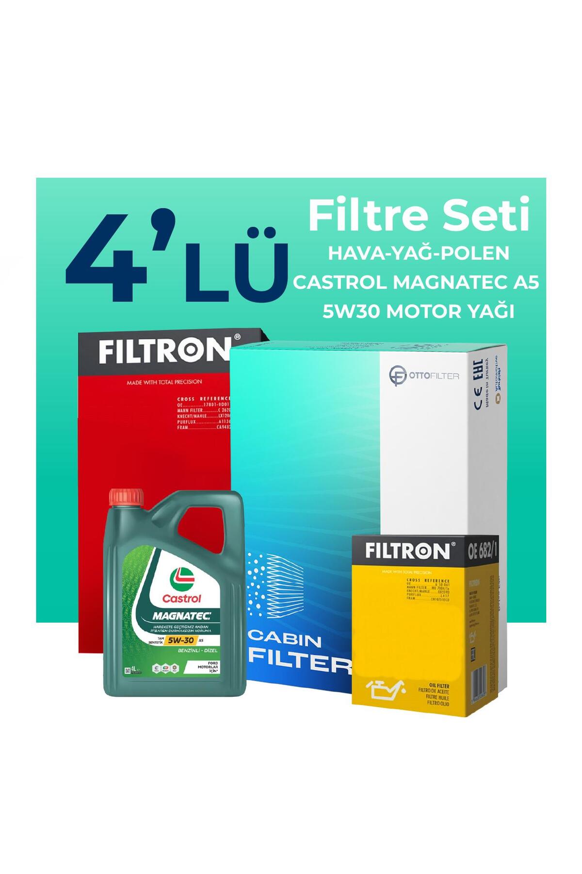 Otto Filter Filtron Opel Astra K 1.4 Turbo Filtre Bakım Seti Castrol ...