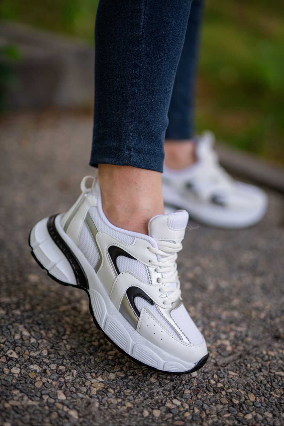 OBAY LİFE Kadın Beyaz Şimşek Ortopedik Günlük Sneaker Spor Ayakkabı ...