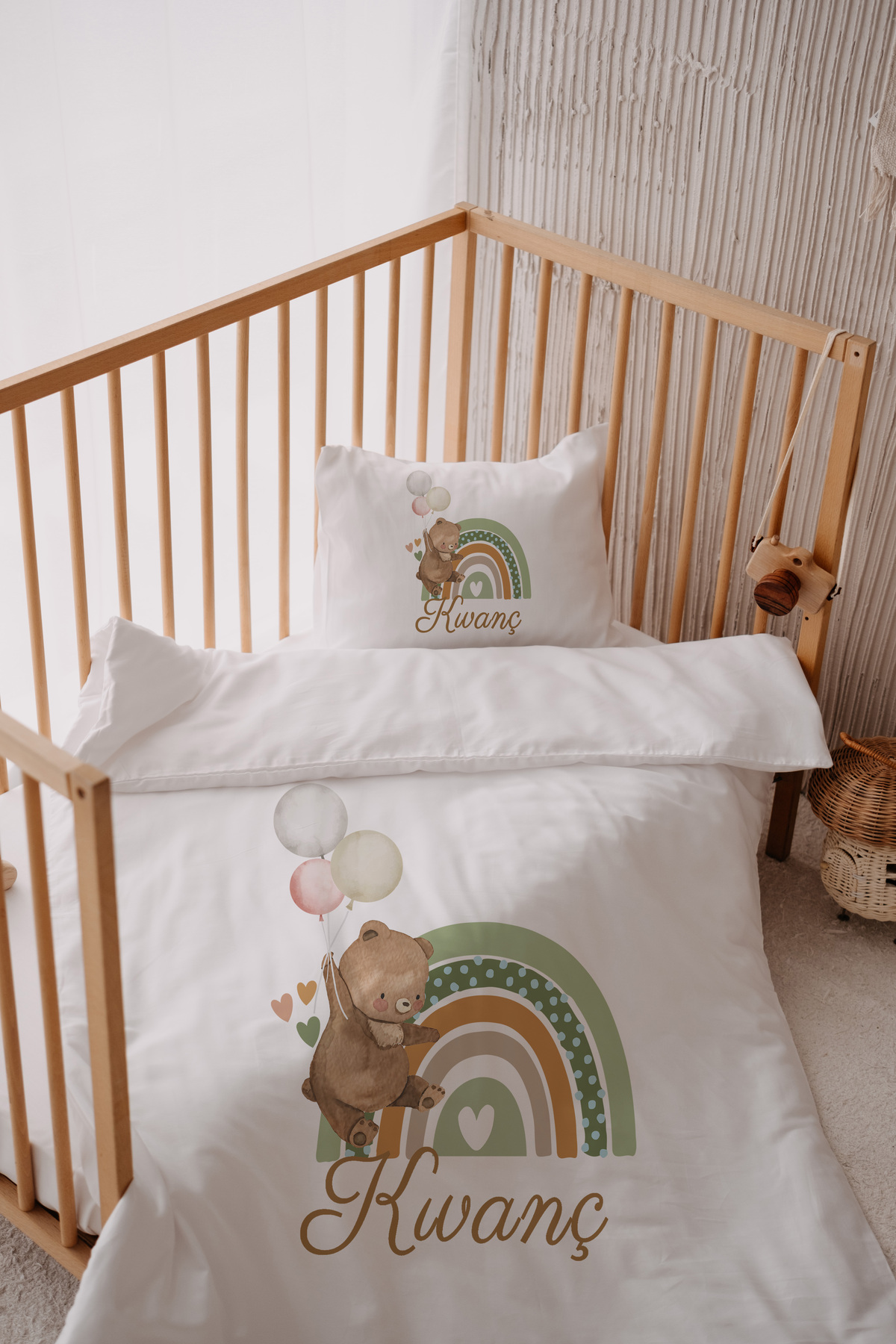 Astral Baby %100 Pamuk Saten İsme Özel Bebek Yatak Nevresim Takımı ...
