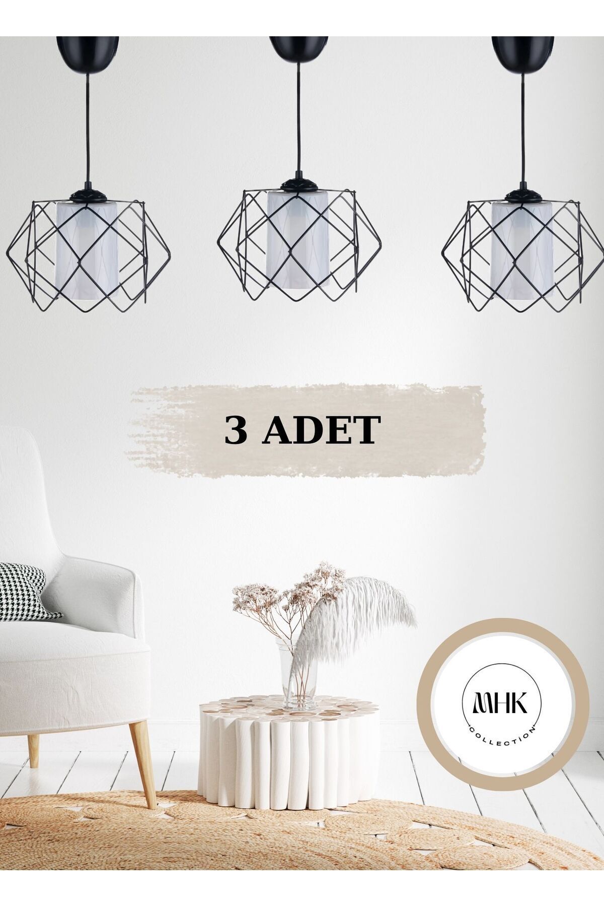 Nefiz Home Modern Tasarım Labirent Model Beyaz Mikalı Avize 3 Adet ...