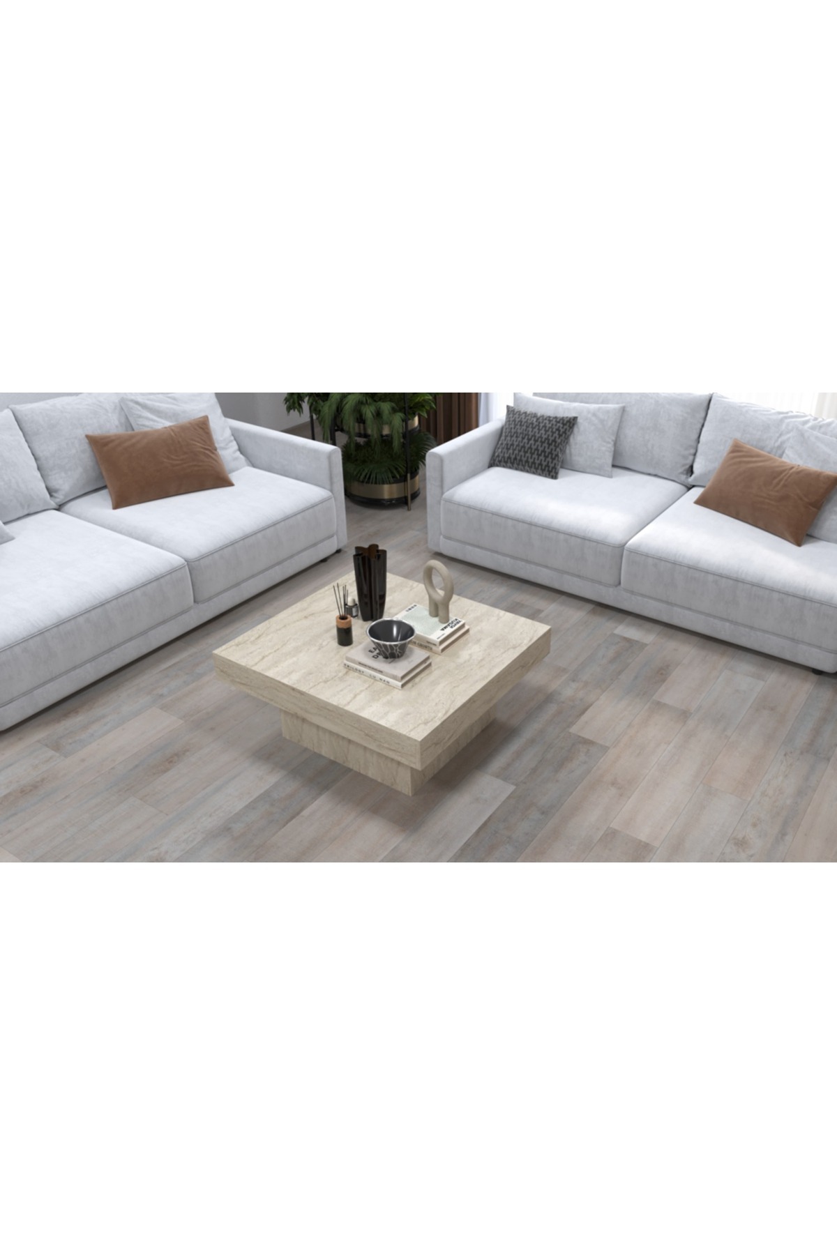 AYMOBSAN Medusa Kare, Modern Orta Sehpa, 90 Cm Traverten - Fiyatı ...