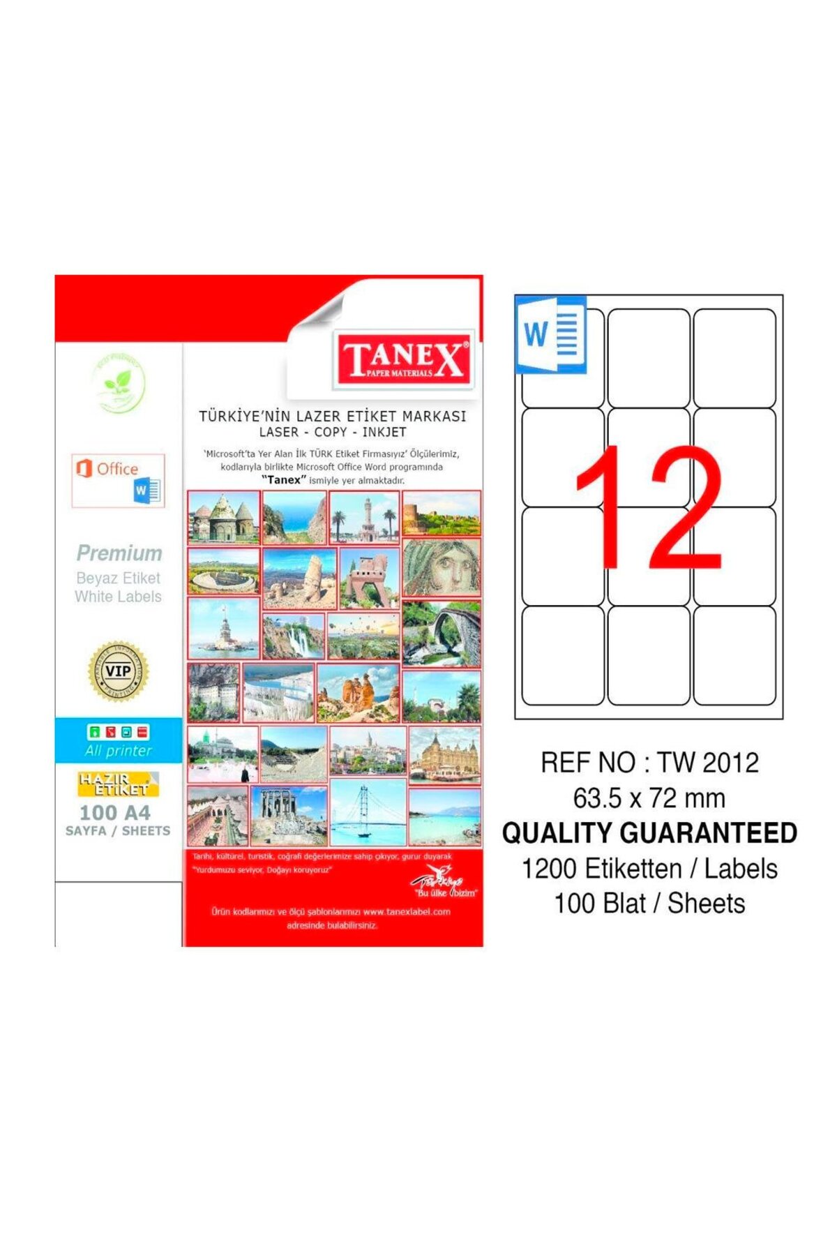 Tanex Tw-2012 Laser Etiket 100 Lü Paket - Fiyatı, Yorumları