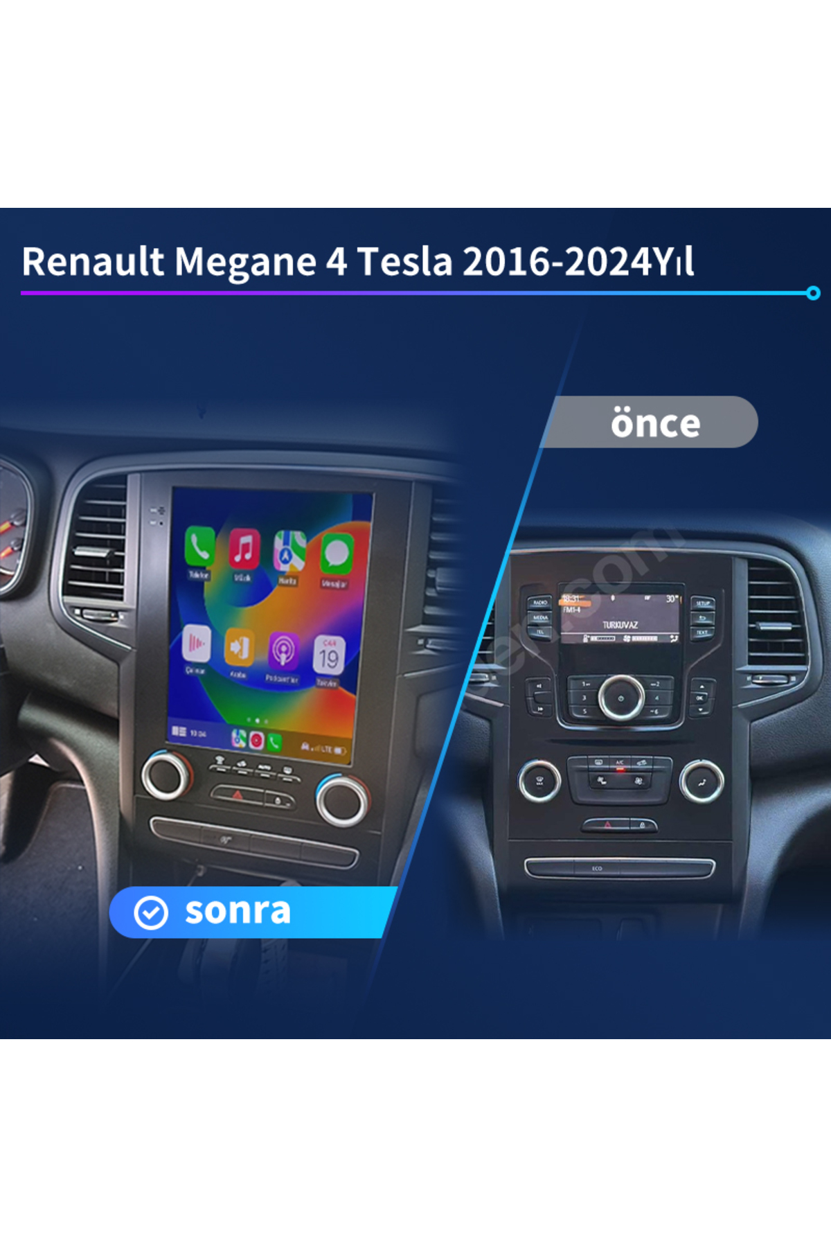 Genel Markalar Renault Megane 4 Tesla 2016-2024Yıl kablosuz carplay ...