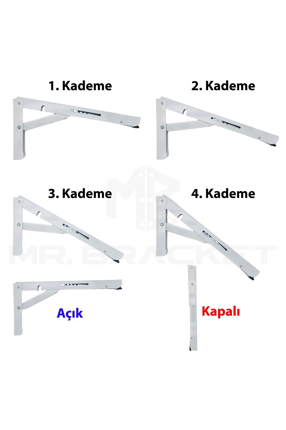 MR.BRACKET 40cm Beyaz 1-takım - Kademeli Mandallı Katlanabilir Masa ...