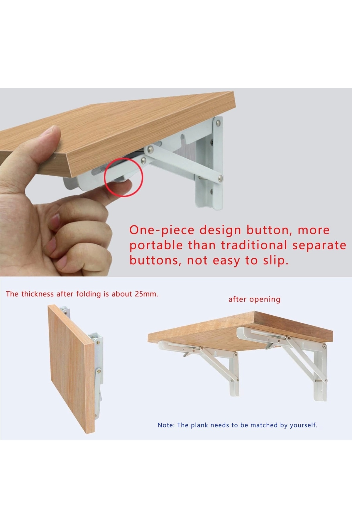 MR.BRACKET 40cm Beyaz 1-takım - Kademeli Mandallı Katlanabilir Masa ...