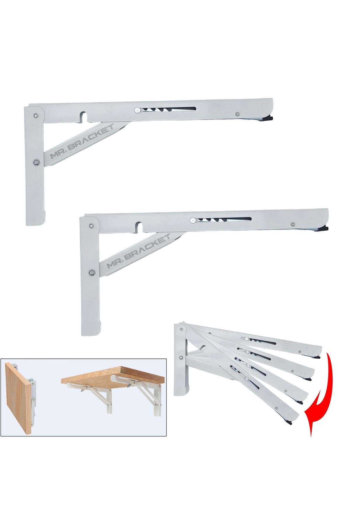 MR.BRACKET 40cm Beyaz 1-takım - Kademeli Mandallı Katlanabilir Masa ...