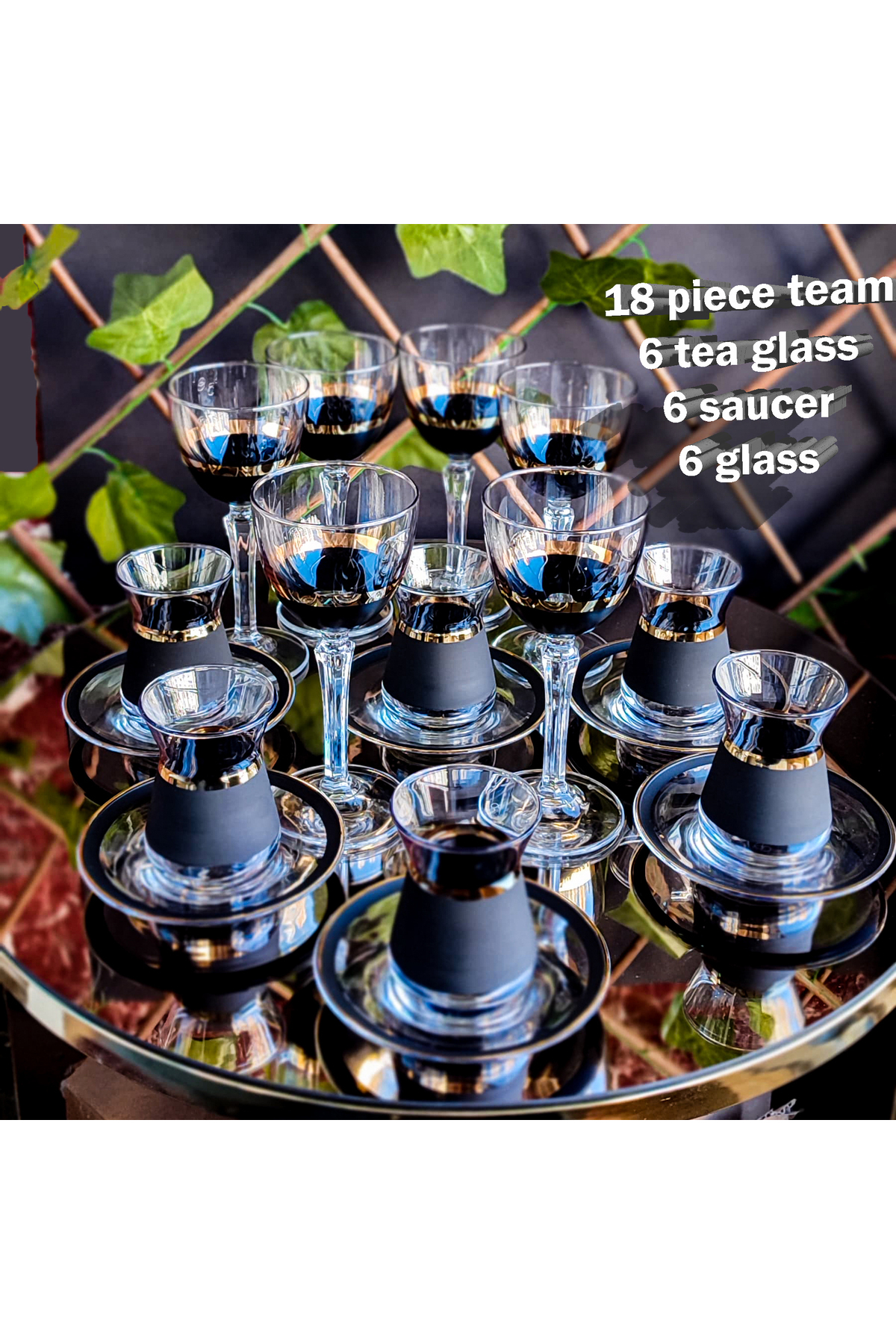 SEÇKİNEV 18 Parça Yaldızlı Black Hudson Bardak Set - Fiyatı, Yorumları