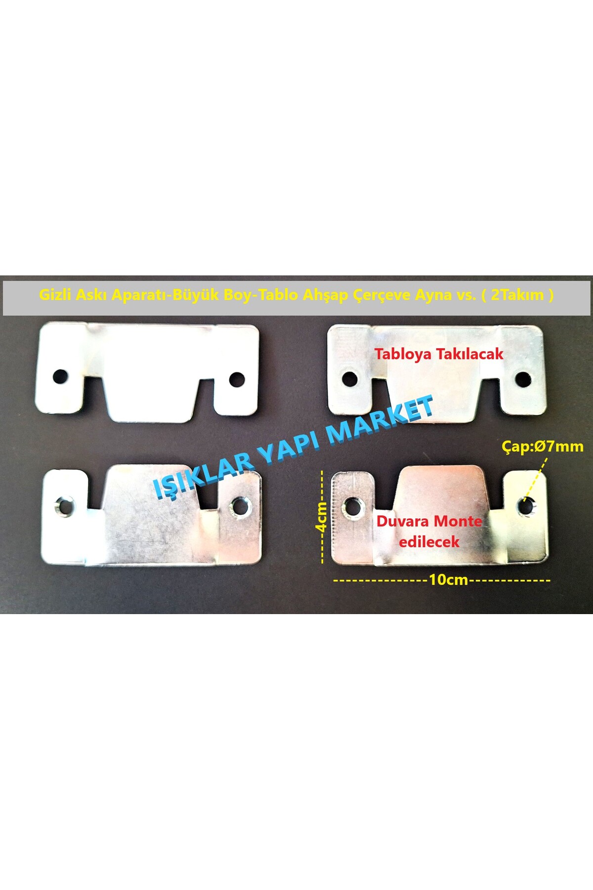 Işıklar Gizli Askı Aparatı -Büyük Boy -Tablo Ahşap Çerçeve Ayna Vs.(Pk ...