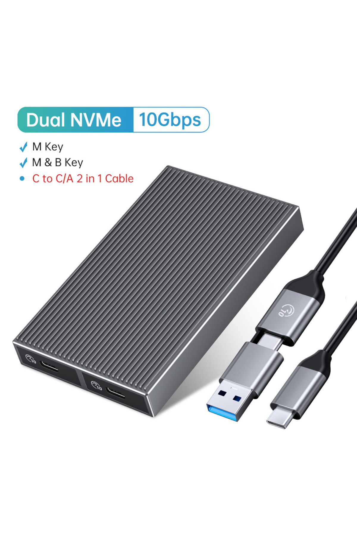 Orico ssd nvme m2 Dual Bay Aluminum nvme m2 ssd Case USB3.1 Gen2 10Gbps ...