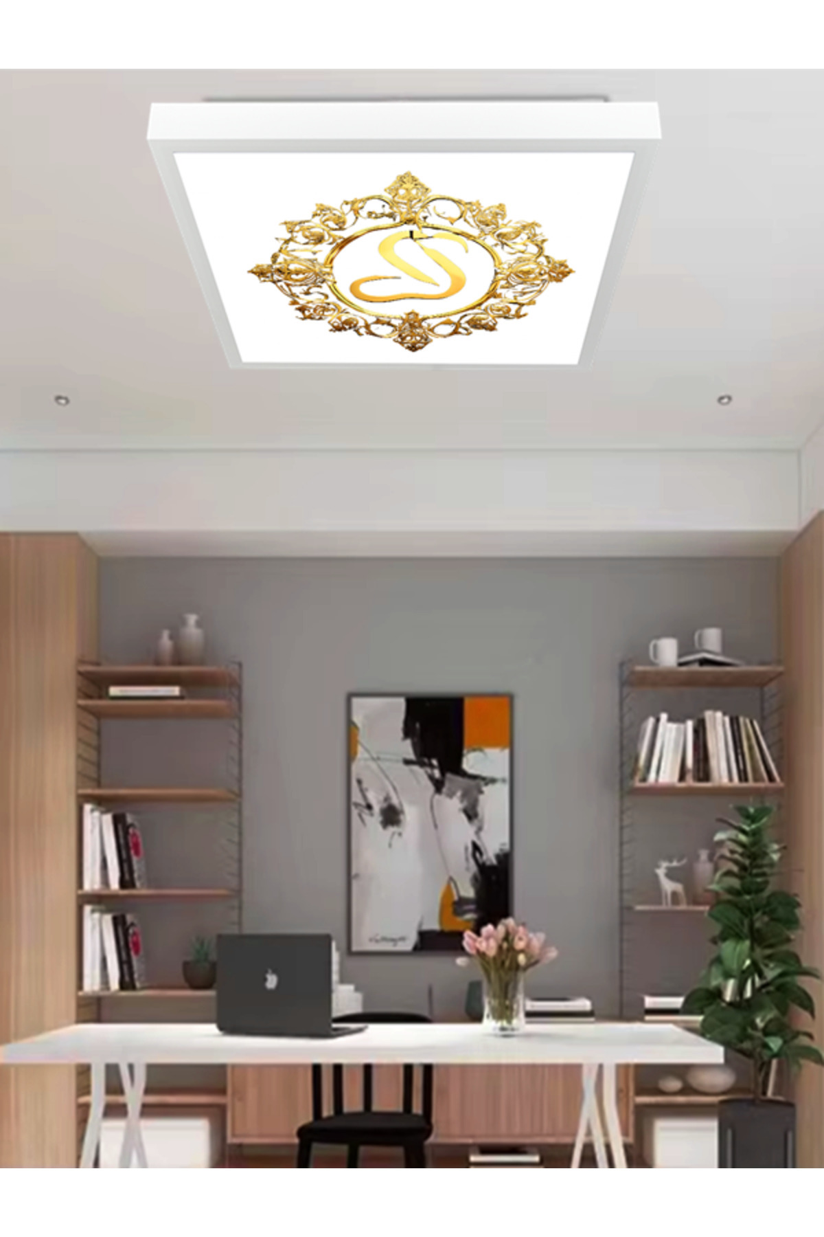 Gökyüzü Panel Gold Desenli Kare 60watt led aydınlatma, Yeni mesil ...