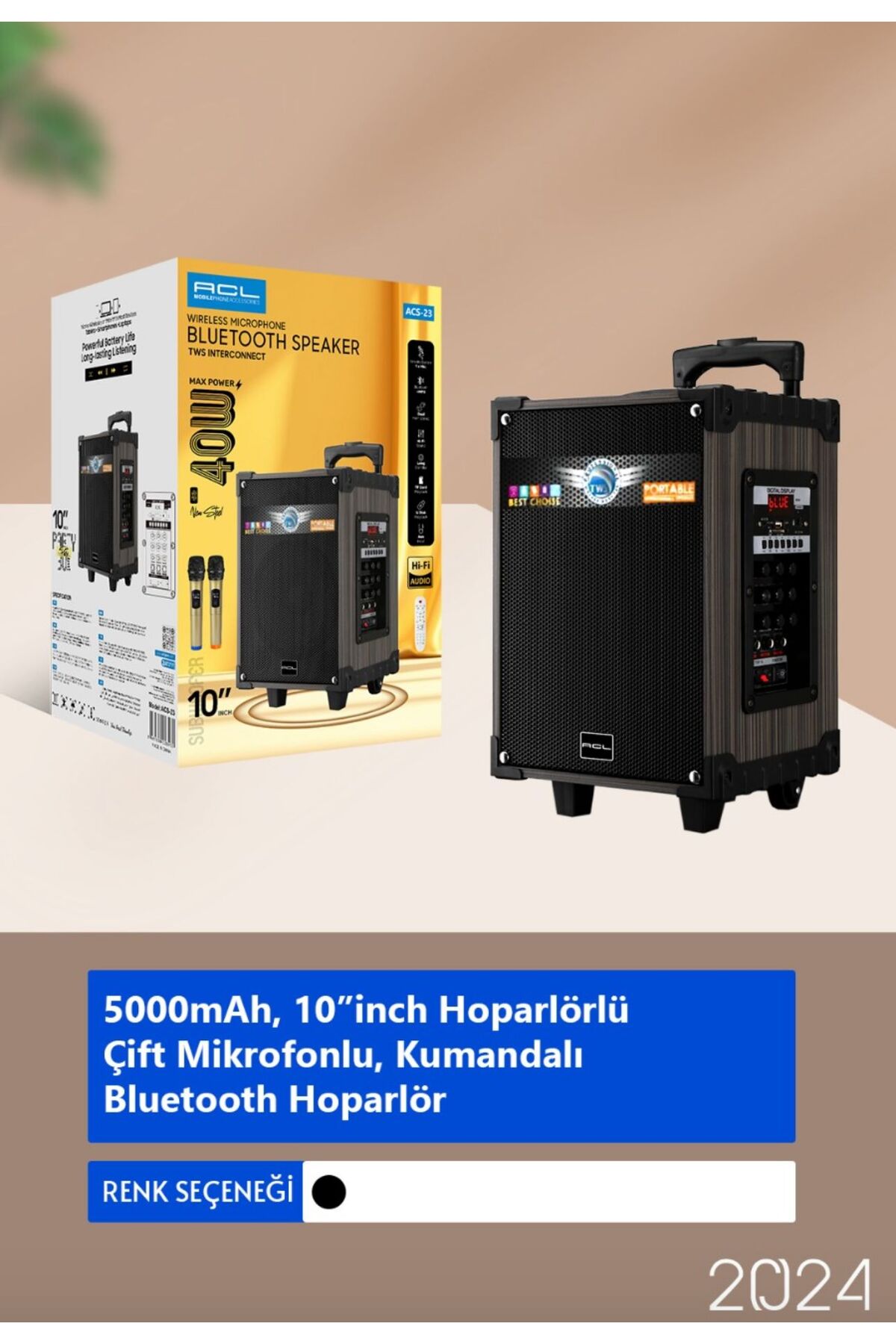 ACL ACS-23 5000 MAH 10 İNCH HOPARLÖRLÜ ÇİFT MİKROFONLU KUMANDALI ...