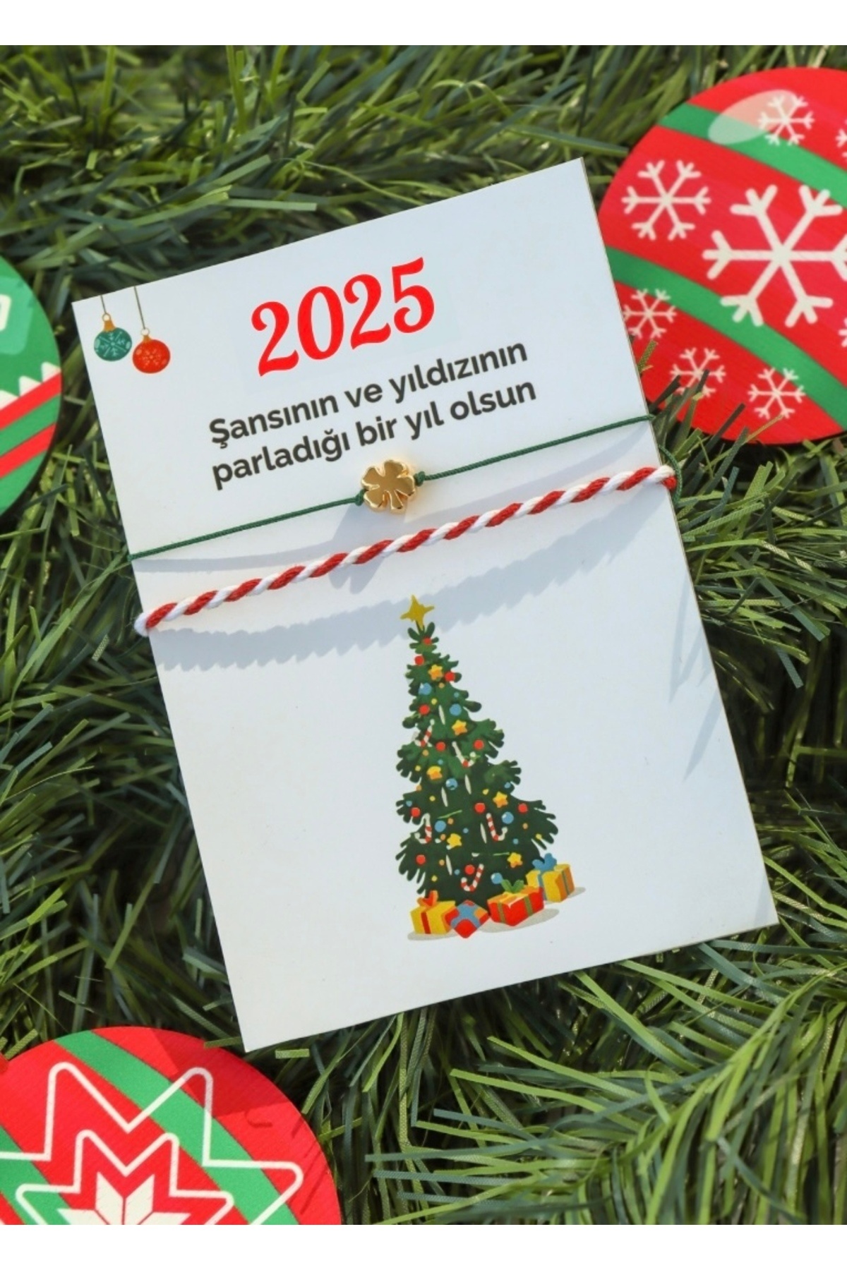 H Heroplez 2025 Yılbaşı Bilekliği Yenil Yıl Hediyesi Yonca Yeşil Ipli ...