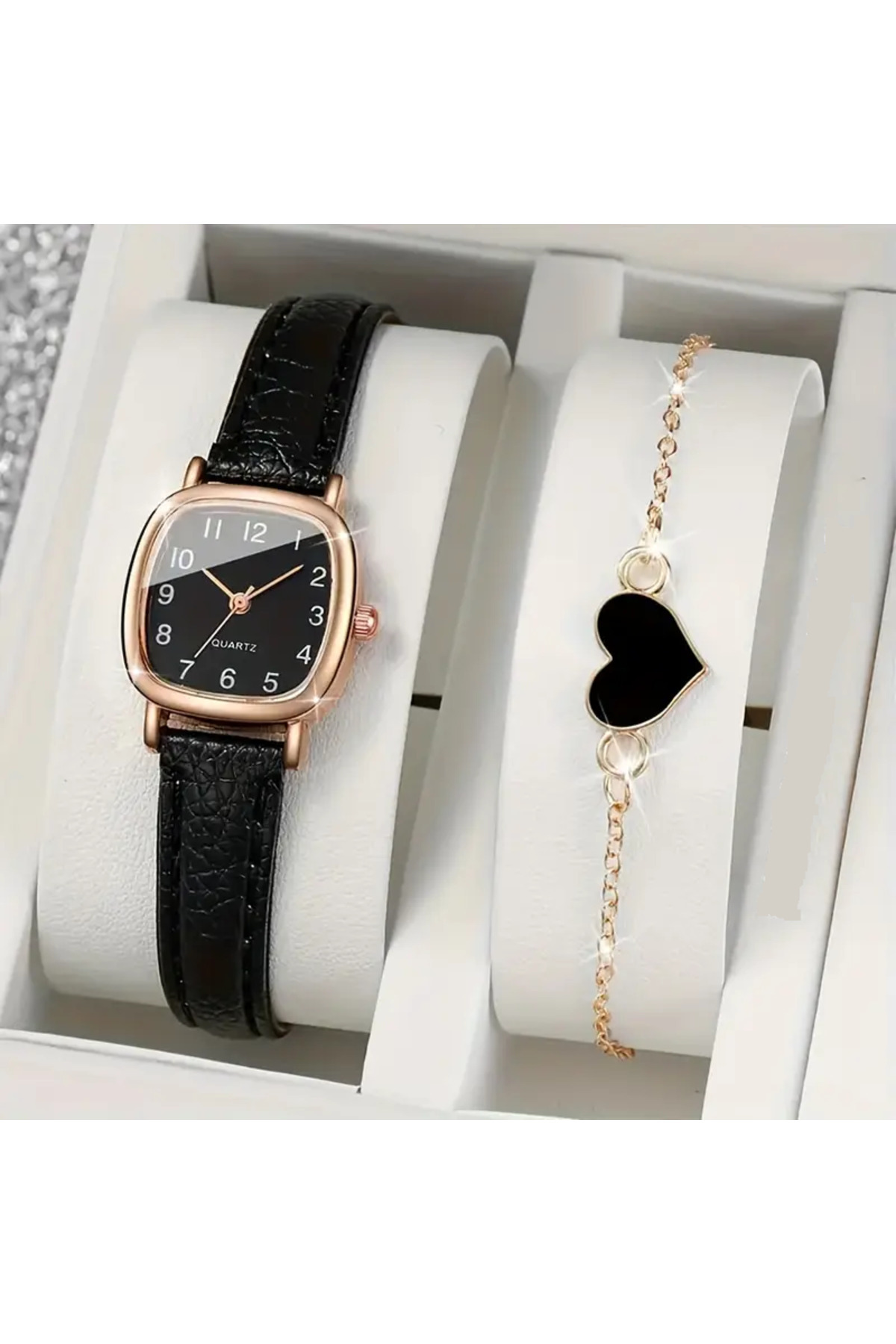 Geneva Kadın Quartz Saat & Bileklik Seti - Kare Analog Ekran, Suni Deri ...