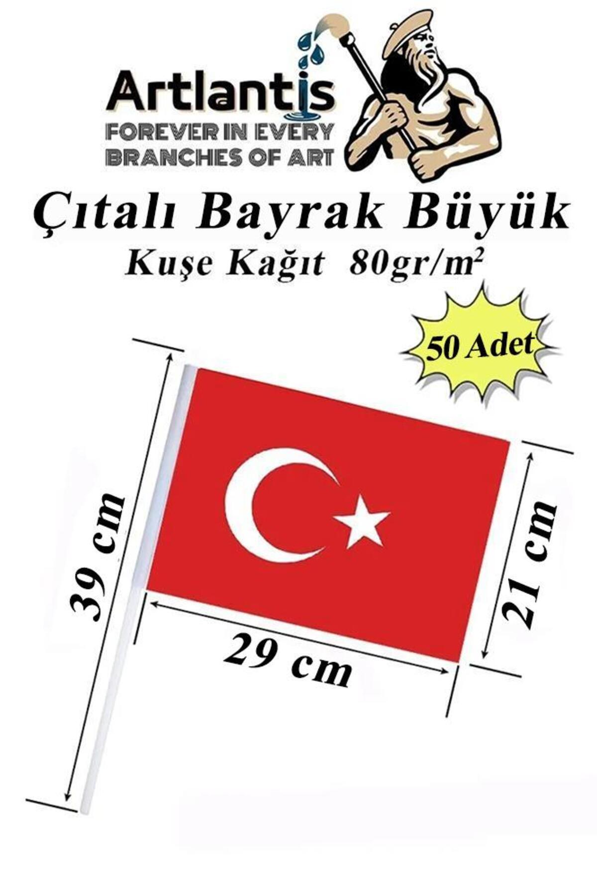 Artlantis Çıtalı Bayrak Kağıt 21x29 cm 50 Adet Ay Yıldızlı Türk Bayrağı ...