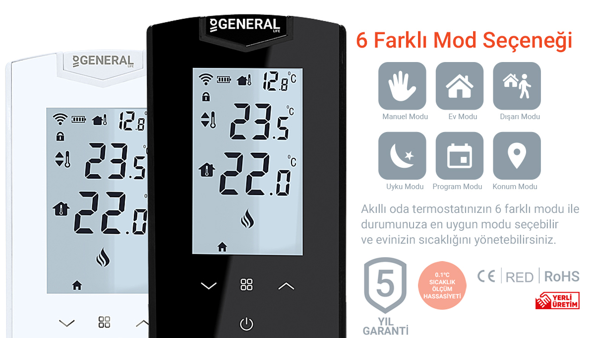 GENERAL Life Ht500 Set Beyaz Akıllı Oda Termostatı - Fiyatı, Yorumları