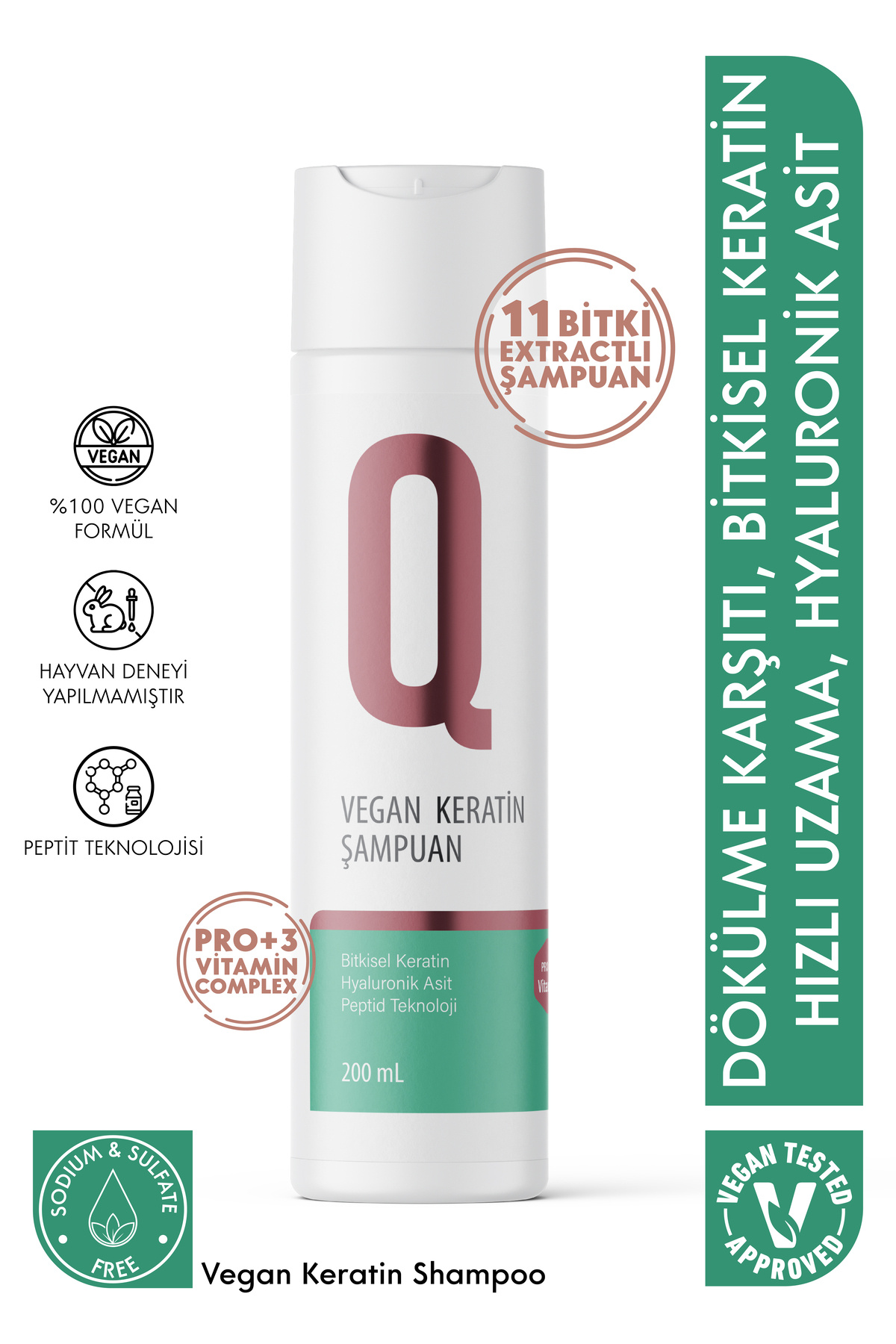 QUR 11 Bitki Extract Pro 3 Vitamin Complex Vegan Sülfatsız Keratin ...