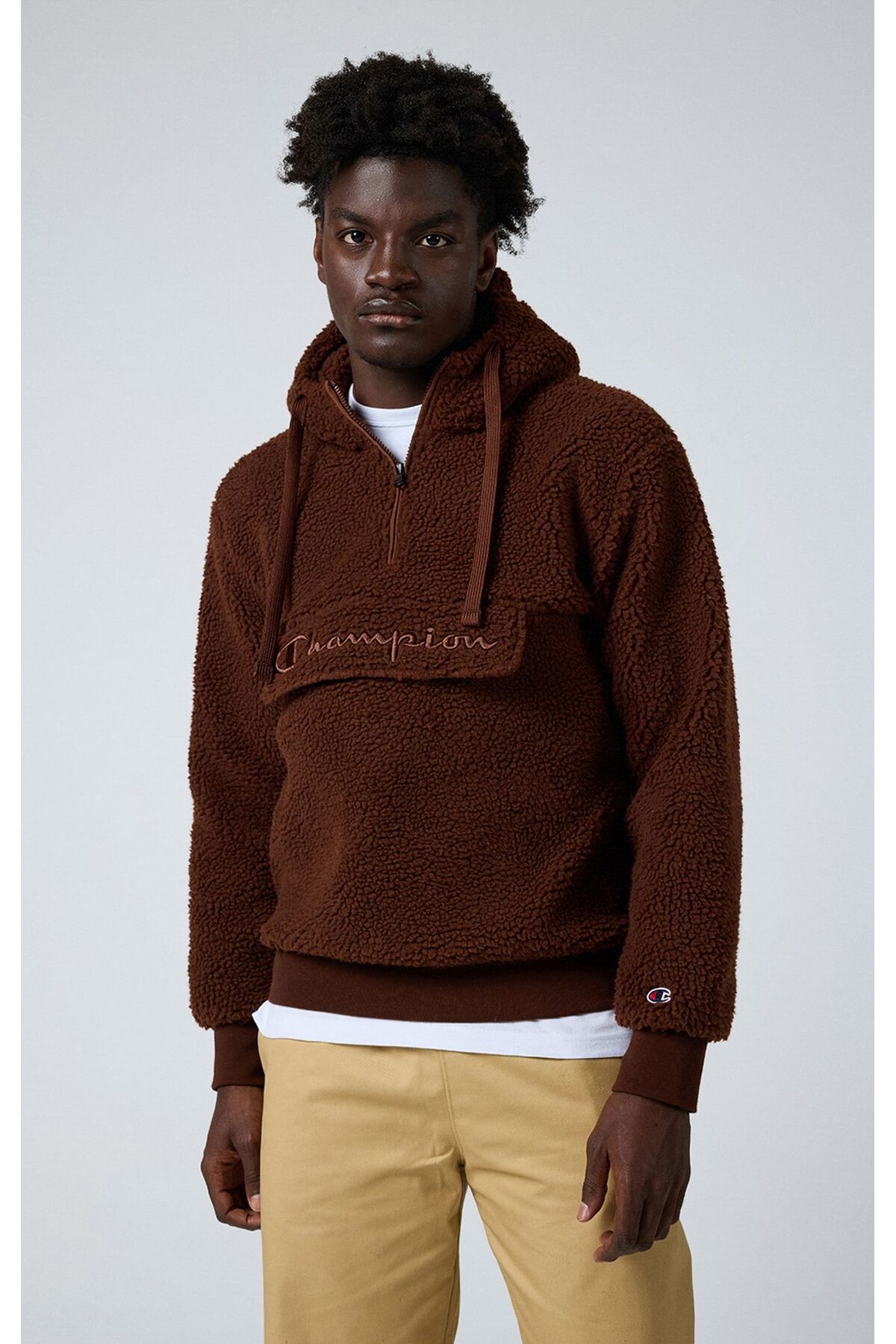 Champion Outdoor Hooded Half Zip Top Kahverengi Erkek Kapüşonlu ...