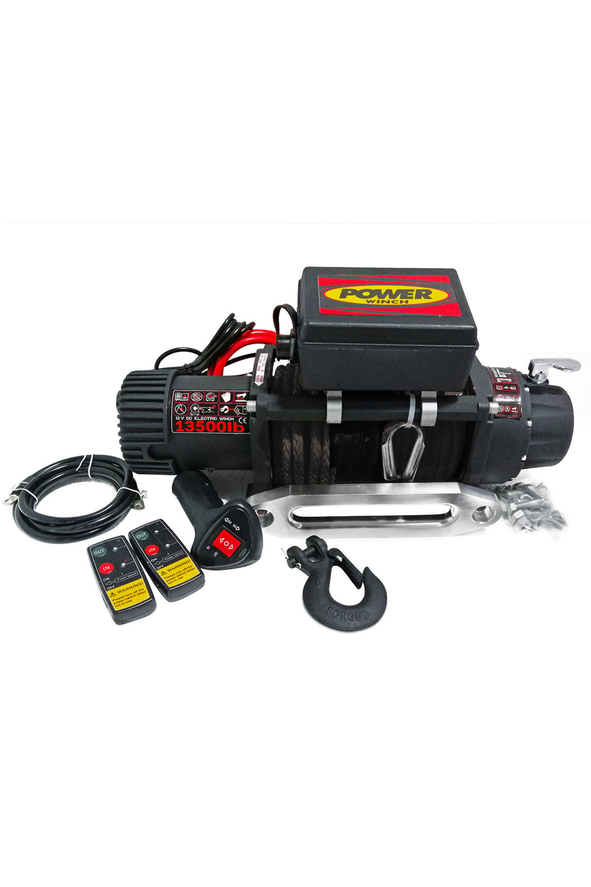 Power Winch 13500 lb Sentetik Halatlı Off-Road 4x4 Elektrikli Vinç 12V ...