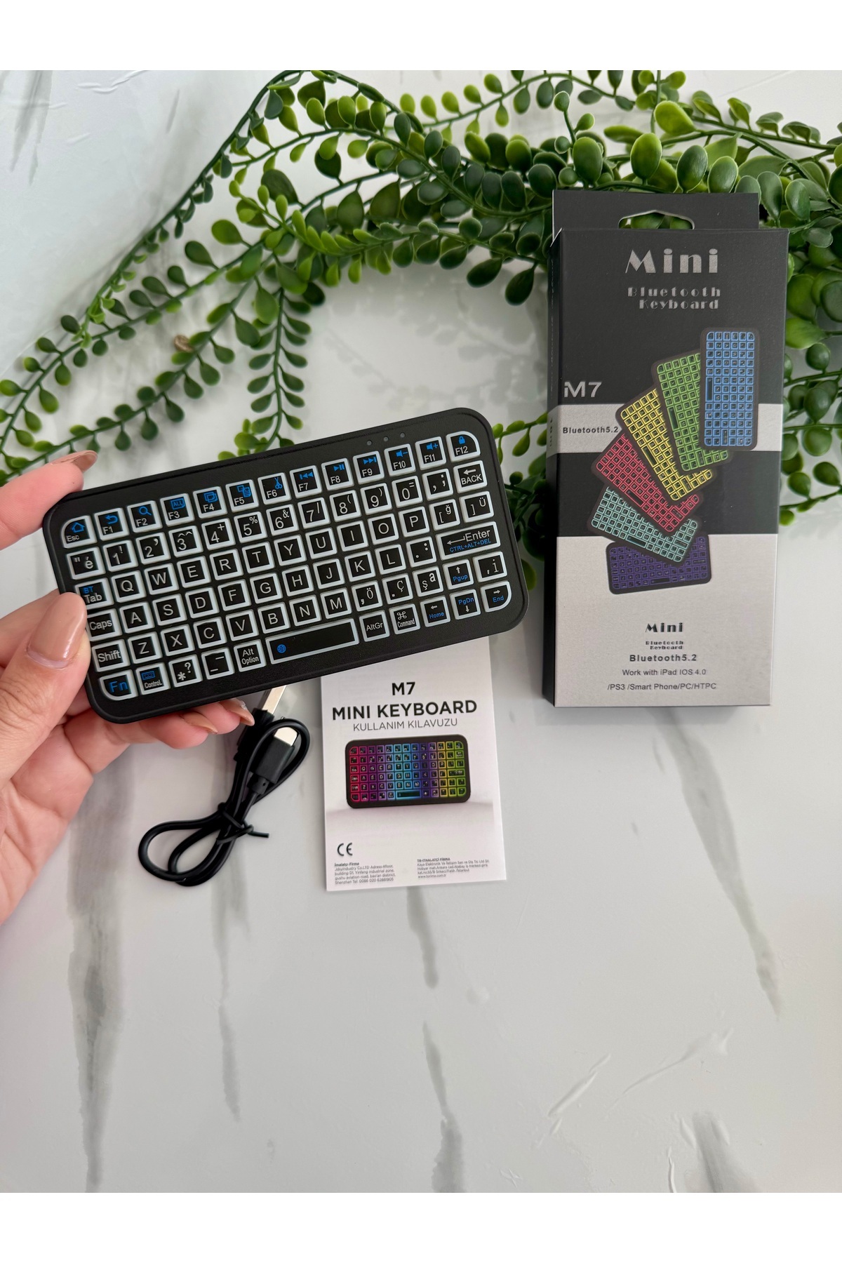 Ebru Siyah mini klavye - bluetooth renkli ışıklı Fiyatı, Yorumları ...
