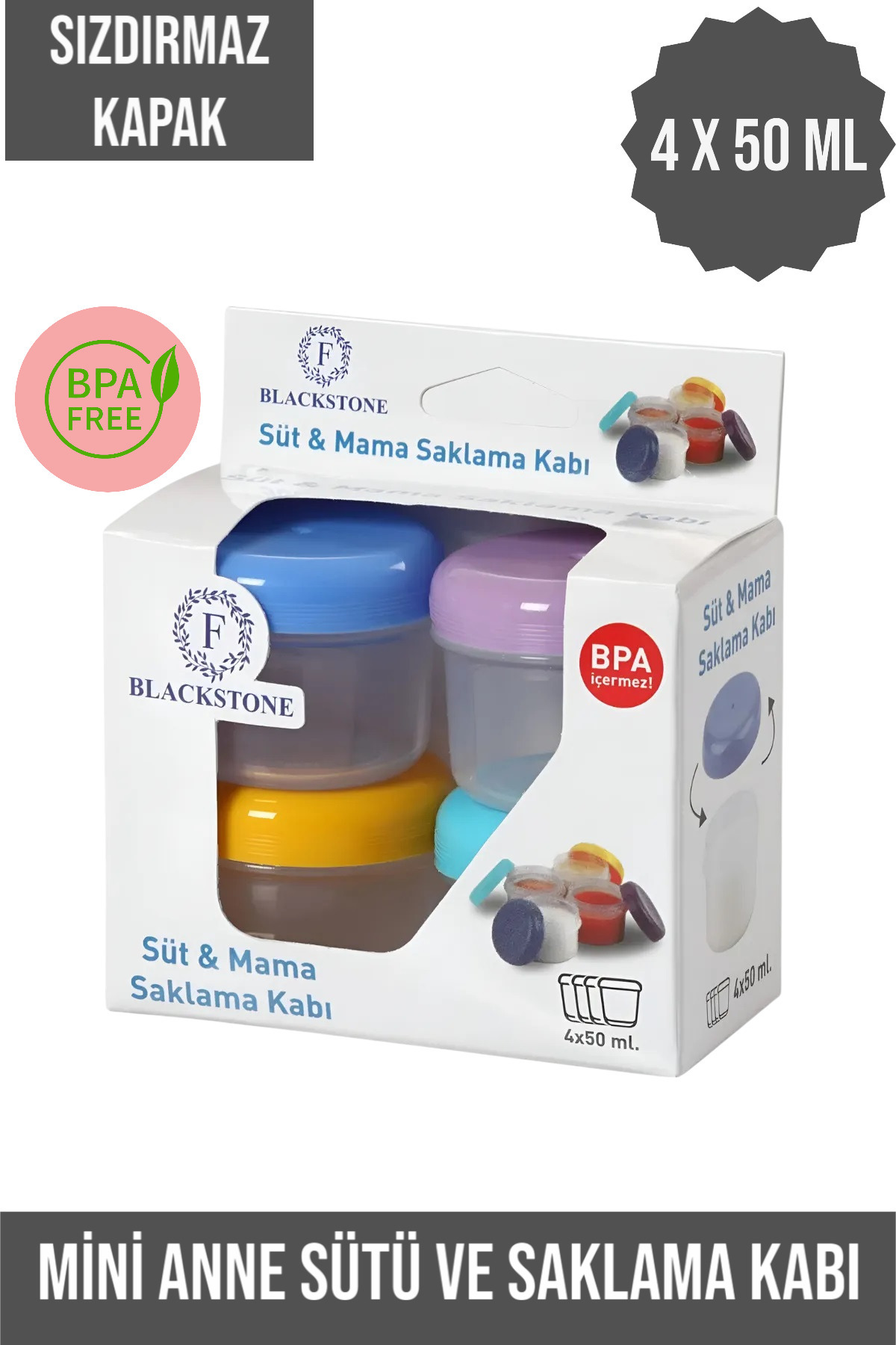 CocoVia ( 4 Adet x 50 ml ) 4 Adet Mini Anne Sütü Ve Mama Saklama Kabı ...