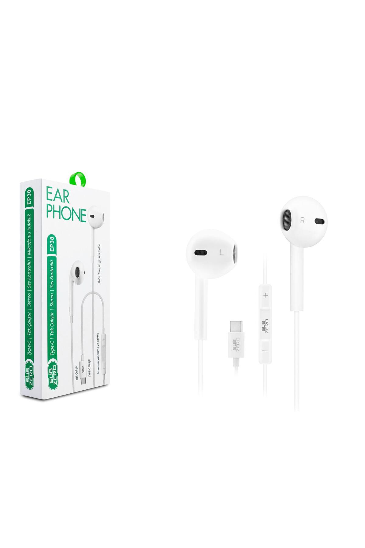 Genel Markalar EP38 Type-c to Stereo Earphone Kablolu Kulaklık Beyaz ...