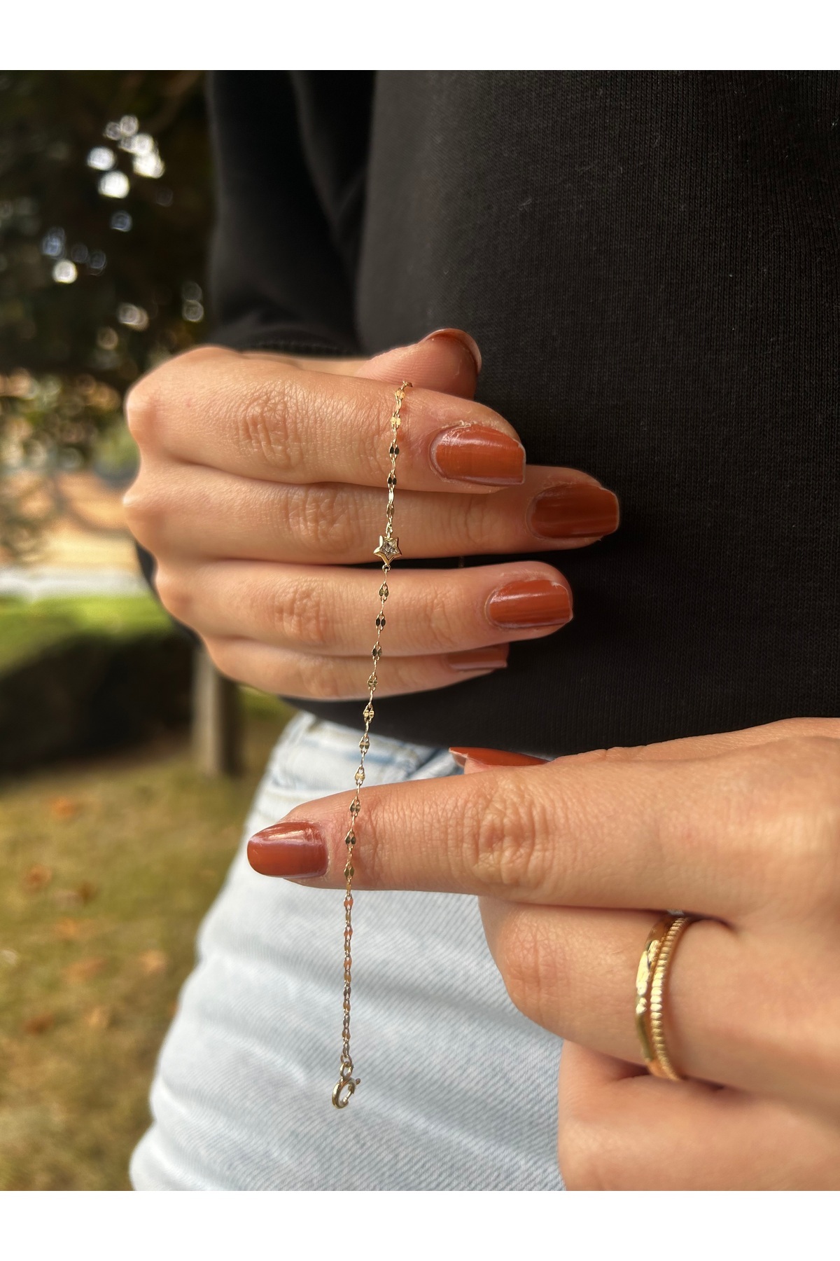 Goldium Jewellery Goldium Kelebek Zincir Taşlı Yıldız Bileklik Ile ...