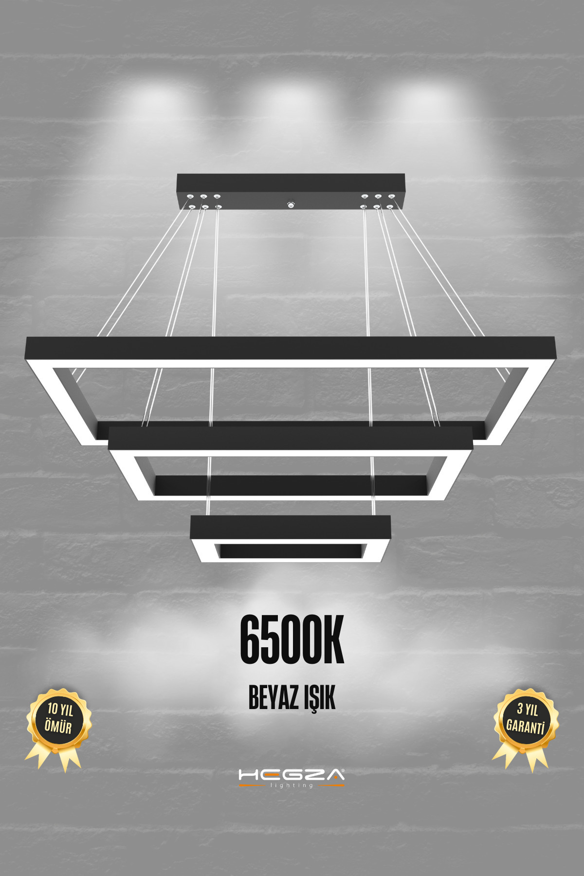 Hegza Lighting Hermano ( Siyah Kasa, Beyaz Işık ) Ledli Modern Sarkıt Led Avize, Salon, Mutfak ...