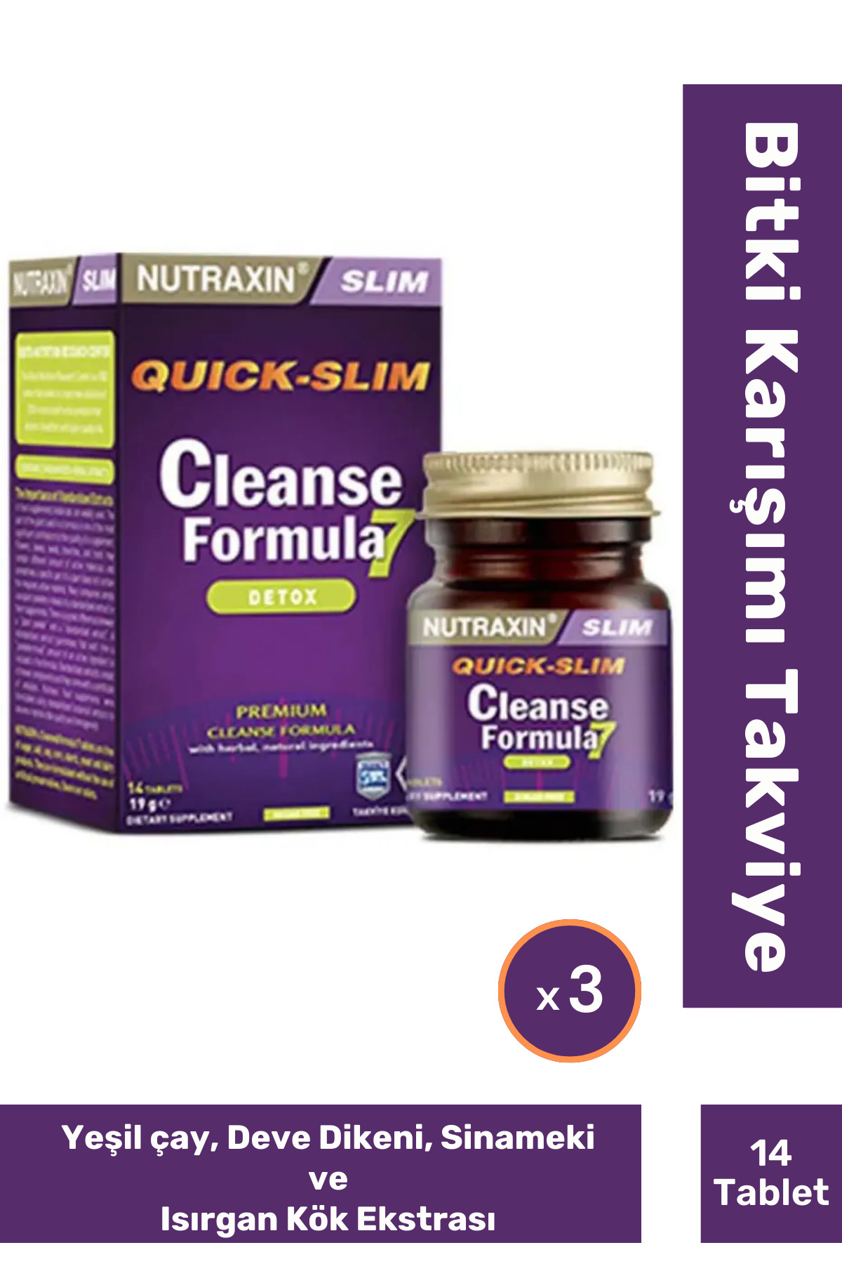 Nutraxin Quick Slim Cleanse Formula 7 Detox 14 Tablet 3'lü Paket Fiyatı ...