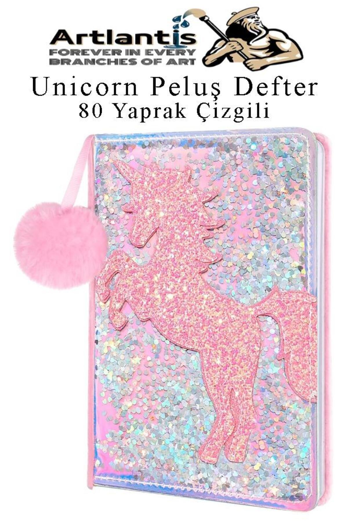 Artlantis Unicorn Simli Peluş Çizgili Defter 1 Adet Hatıra ve Günlük ...
