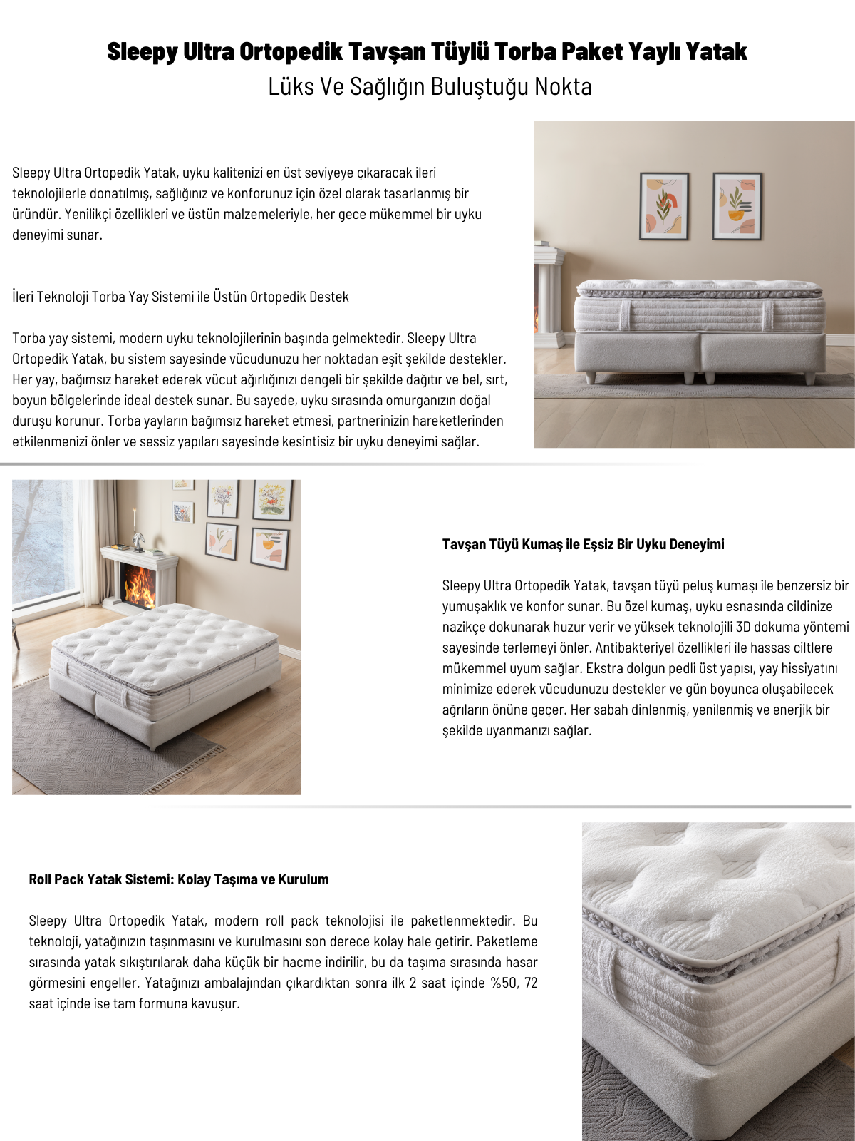 HB Bedding | Sleepy Ultra Ortopedik Tavşan Tüylü Torba Paket Yaylı ...