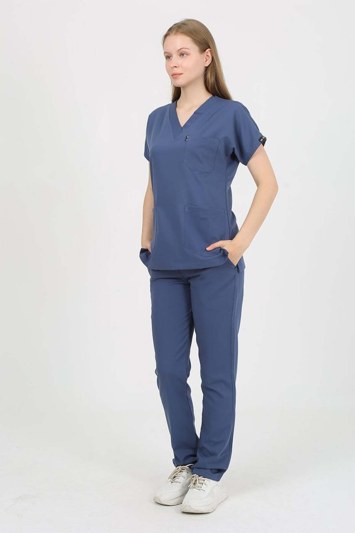 Nevsa DAİSY V Yaka İndigo Unisex Uniforma (Likralı) - Fiyatı, Yorumları