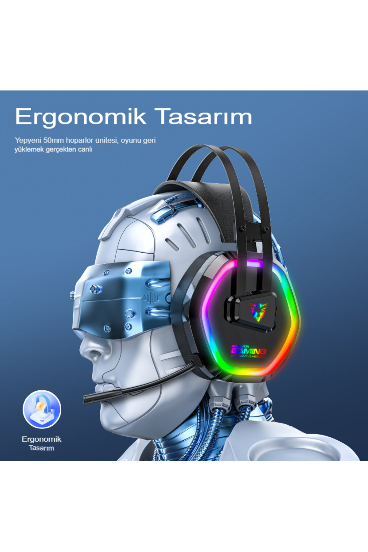 Reidan G608 Rainbow 7.1 Siyah Kulak Üstü Usb Giriş Kulaklık 4d Mikrofonlu Profesyonel Rgb Oyuncu ...