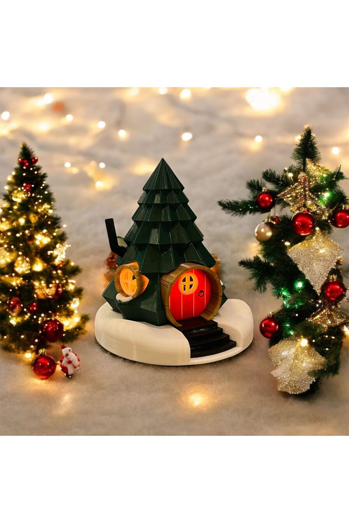 Eynes Aydınlatma Noel Yeni Yıl Işıklı Çam Ağacı Evi Dekoratif Masa Süsü ...