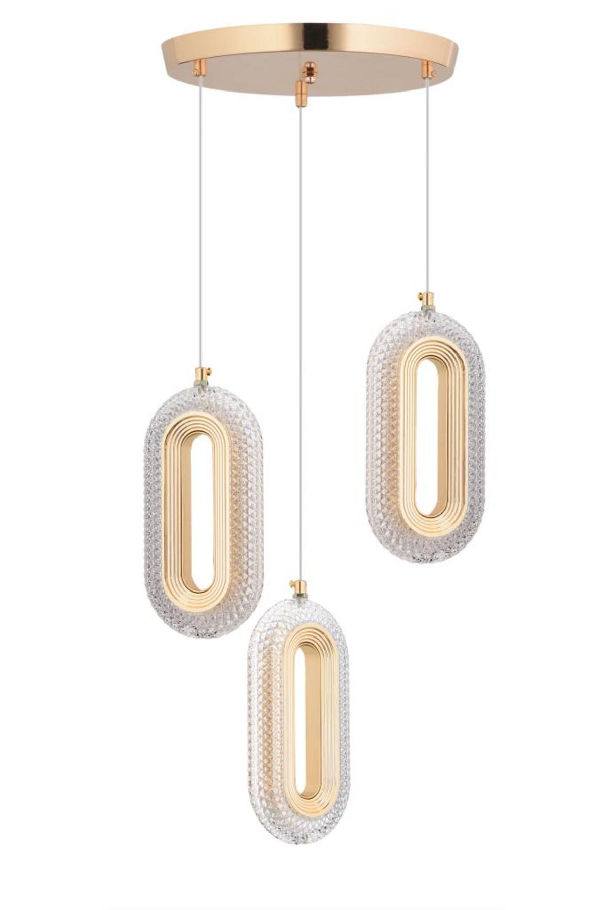 İstanbul Avize İstanbul Avize Beta 3'lü Gold Ledli Modern 3 Renk Led ...