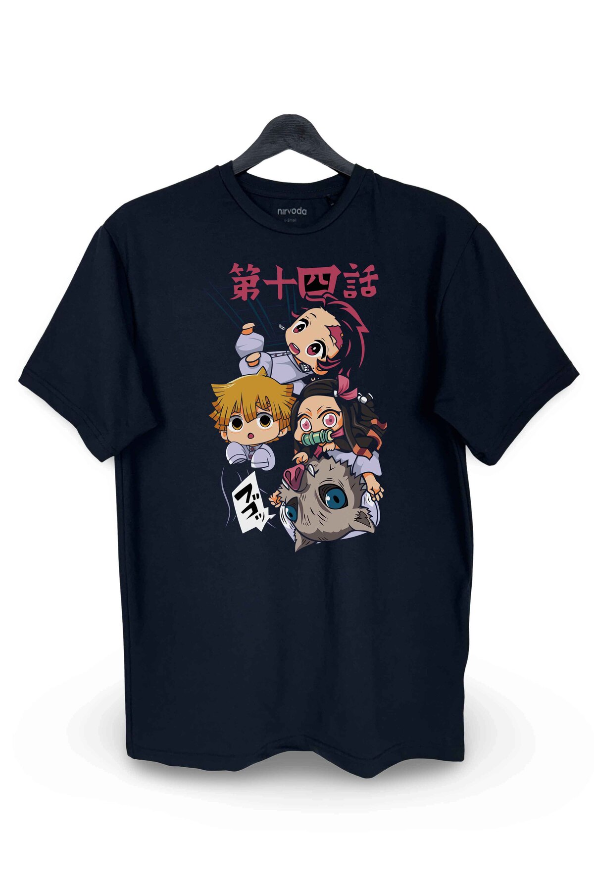 nirvoda Tanjiro Nezuko Inosuke Zenitsu Pattern - Unisex Black Crew Neck ...