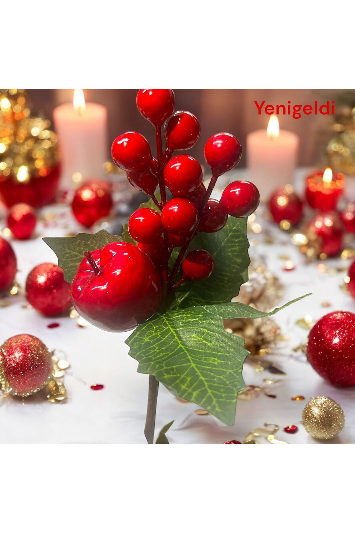 Yenigeldi 4 Adet 20 Cm ,büyük Meyveli Mini Kokina Ve Yapraklı Yılbaşı ...