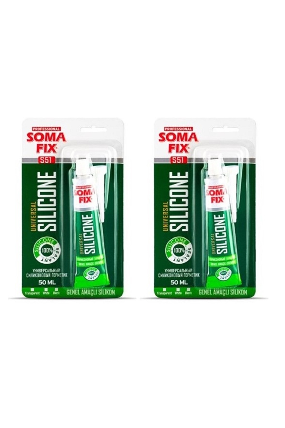 Somafix 2 Adet 50 ml Tüp Silikon Şeffaf Genel Amaçlı Yapıştırıcı ...