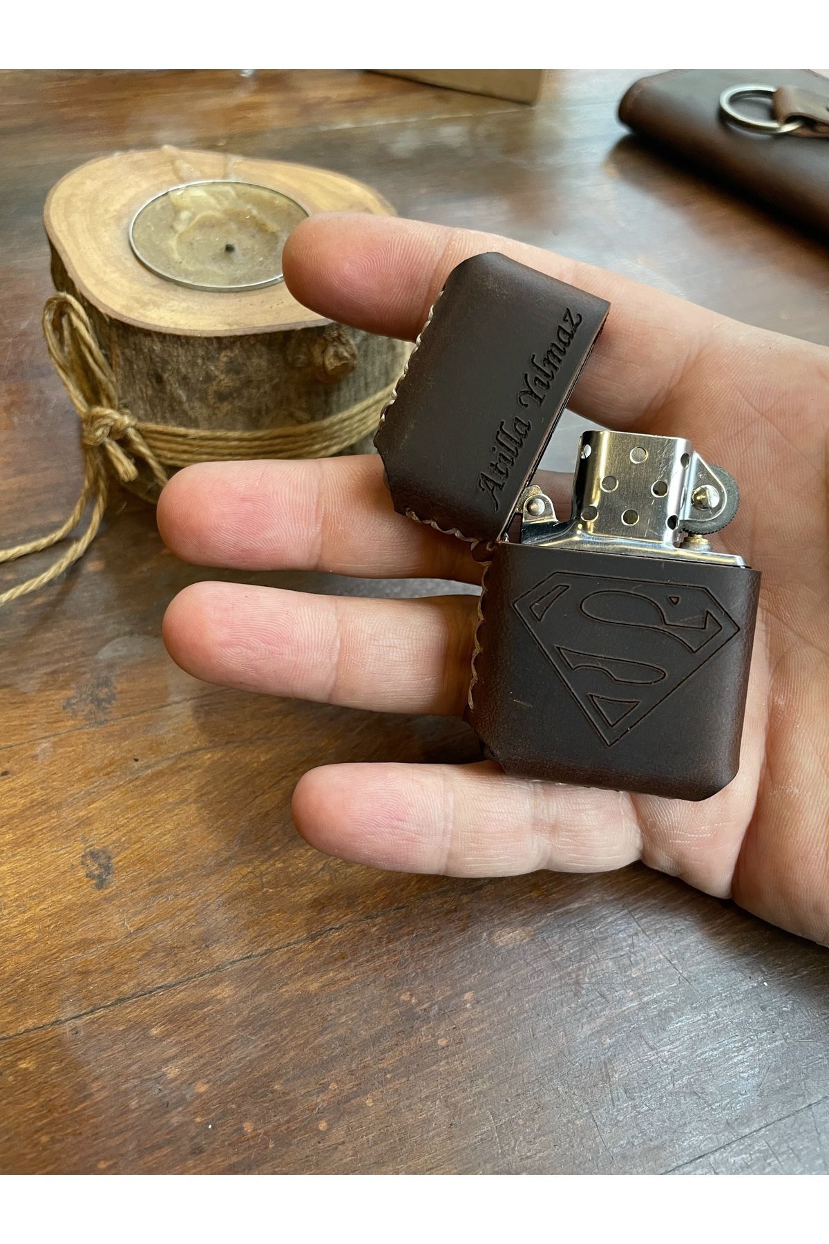 overcraft Leather Handmade El Yapımı Hakiki Deri Zippo Çakmak Benzinli ...