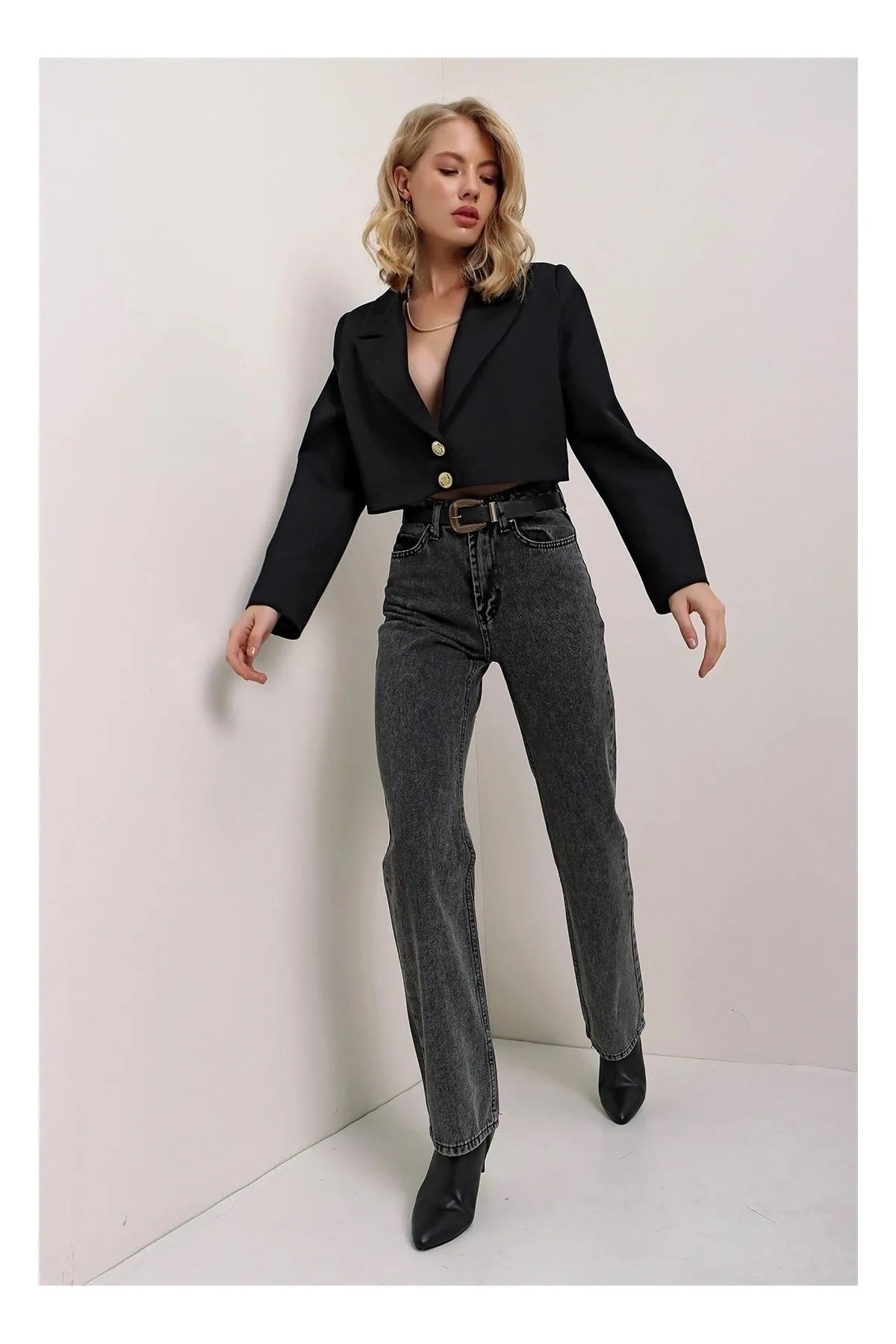 mooishan Blugi cu blugi afumati casual Pantaloni- Trendyol