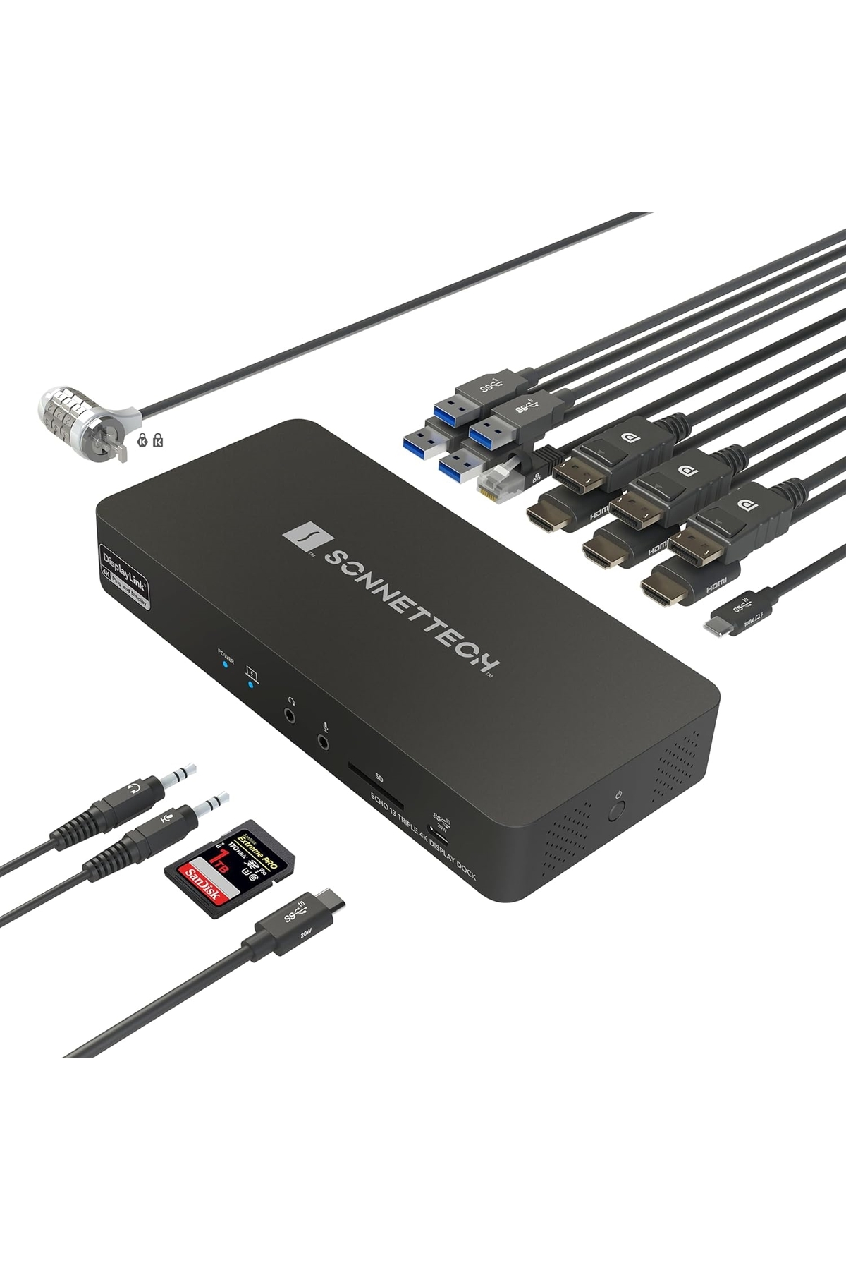 Sonnet Tech ECHO-DK3M-TB Echo 13 Üçlü 4K Thunderbolt Bilgisayarlar için ...