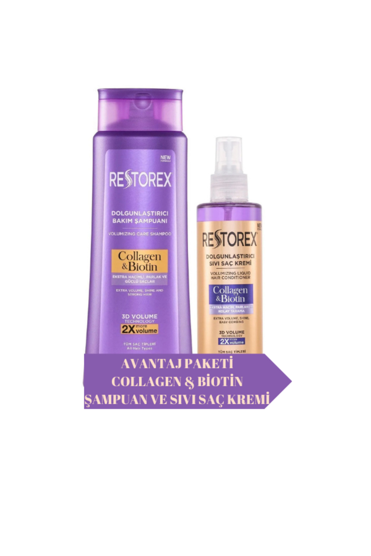 Restorex Collagen&Biotin Dolgunlaştırıcı Bakım Şampuanı 500 ml + Sıvı ...