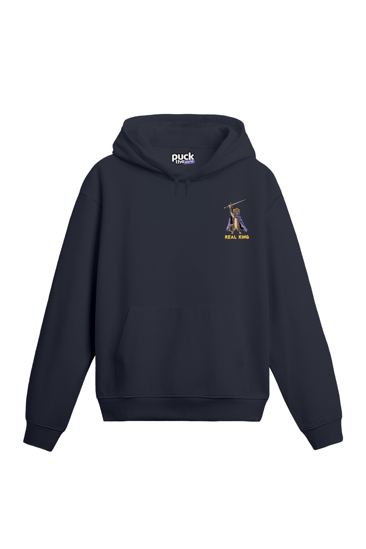 puck theworld Real King Baskılı Unisex Hoodie, 3 İplik Şardonlu Rahat ...