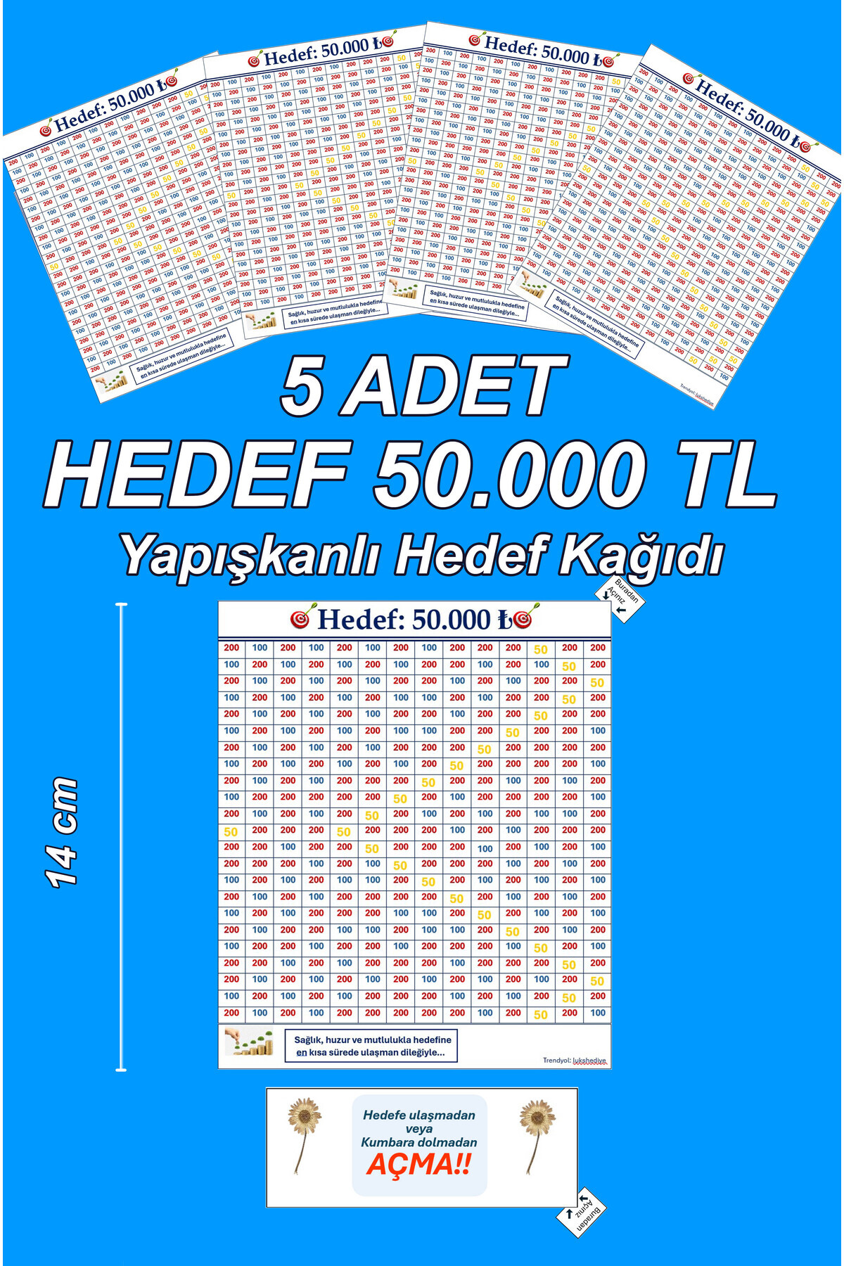 HEDEFİMM Hedef Kumbarası oluşturmak için yapışkanlı 5 adet hedef kağıdı ...