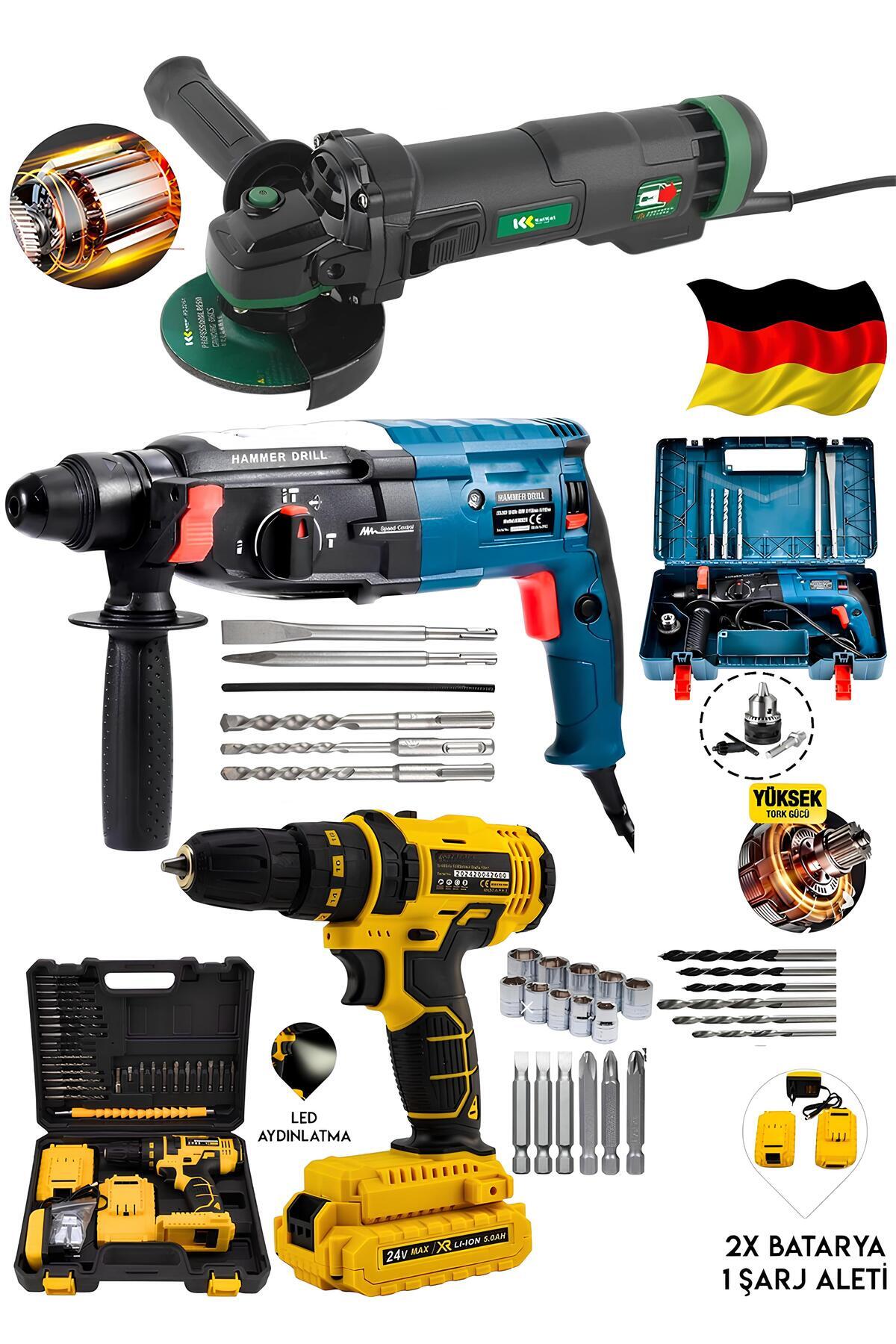 DYNAMİC MAX 3'SET 4200W KIRICI DELİCİ HİLTİ+V58 ŞARJLI DARBELİ MATKAP ...