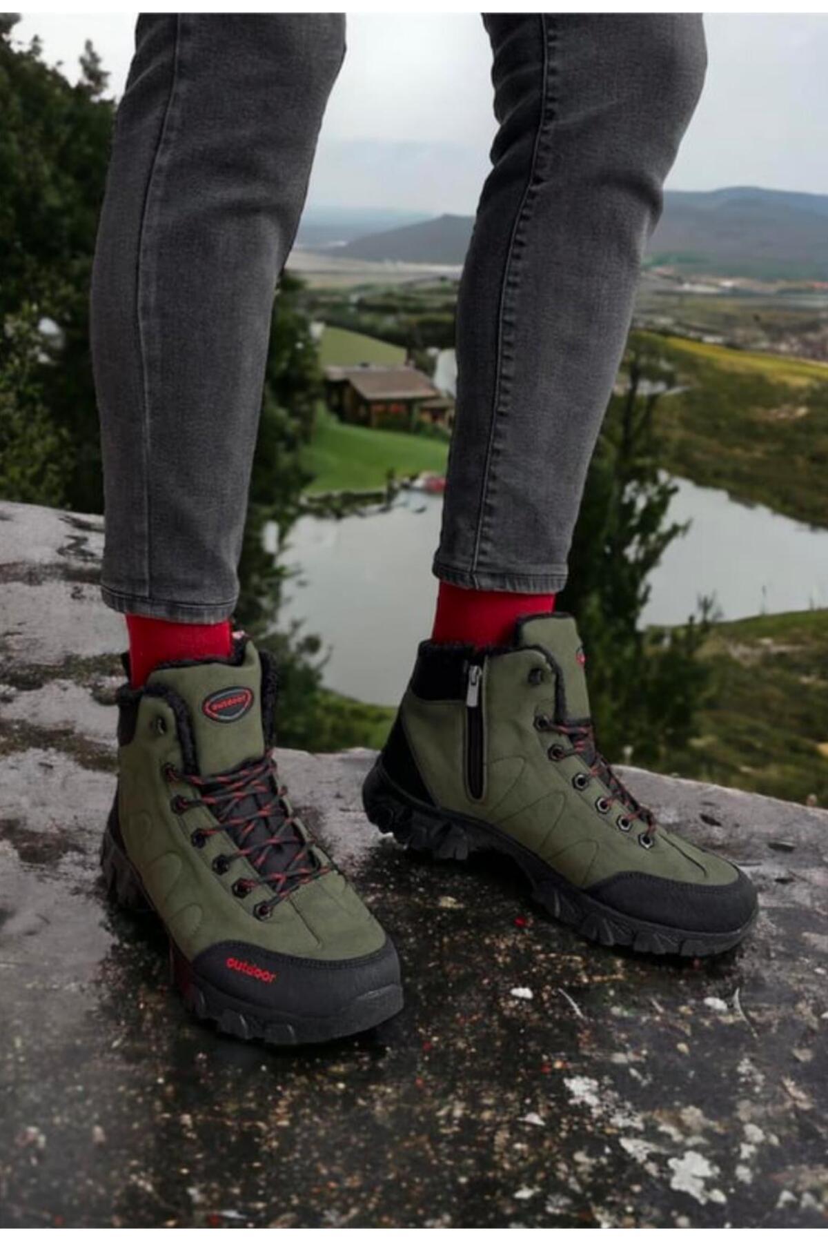 Jagulep Erkek Bot Kaydırmaz Kauçuk Taban Içi Kürklü Ortopedik Taban ...