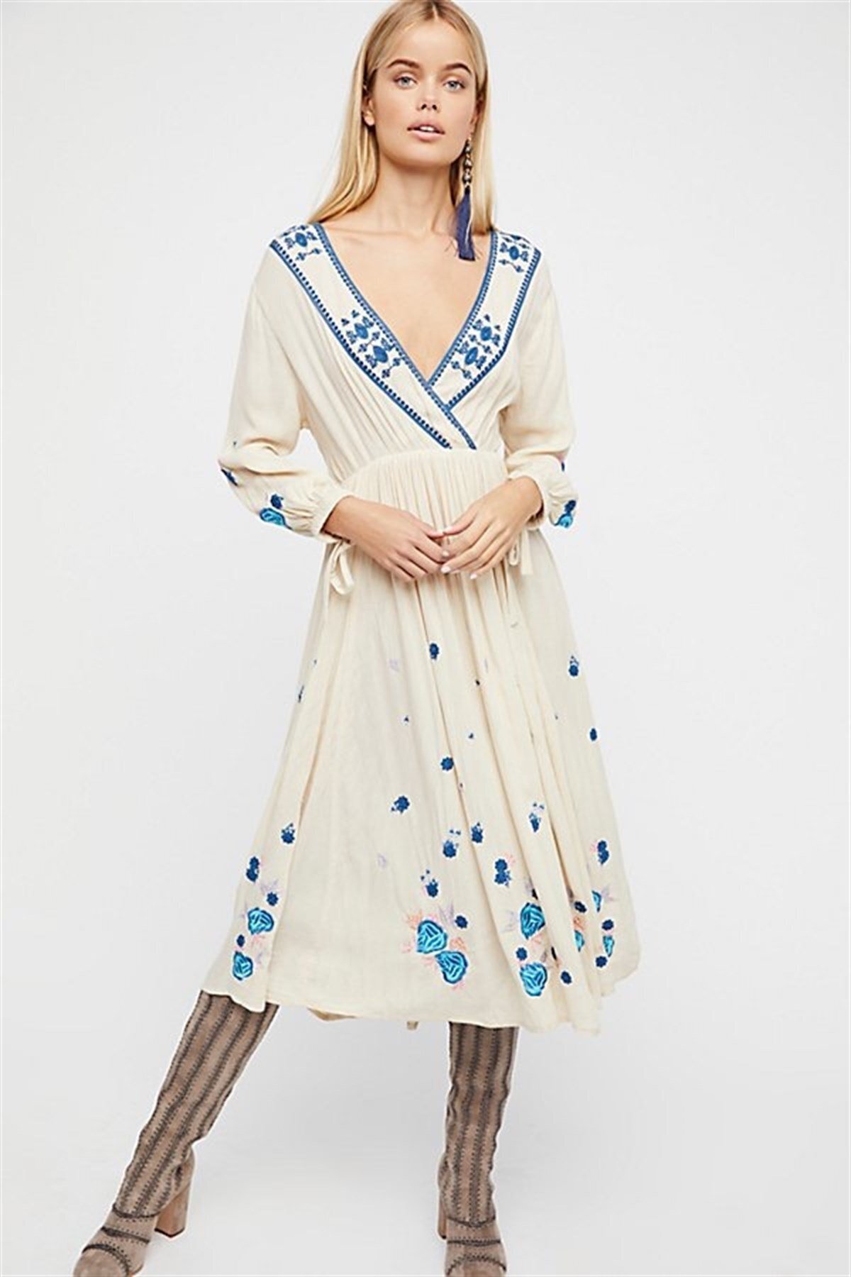 nish for you Beyaz Bohem Maxi Tasarım ElbiseFiyatı, Yorumları - Trendyol