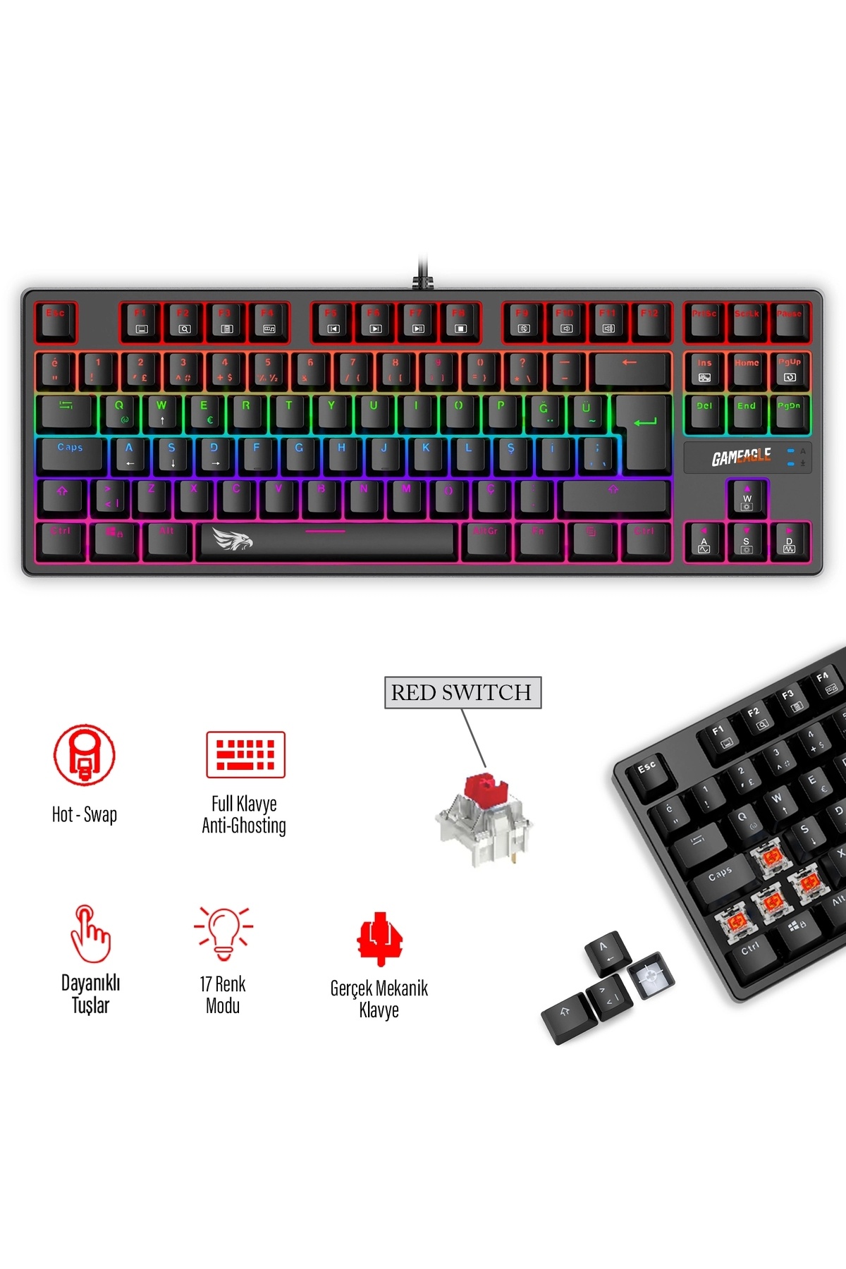 gameagle Fullflex Mk-89x1b Rainbow Aydınlatmalı Oyuncu Gamer Gerçek ...