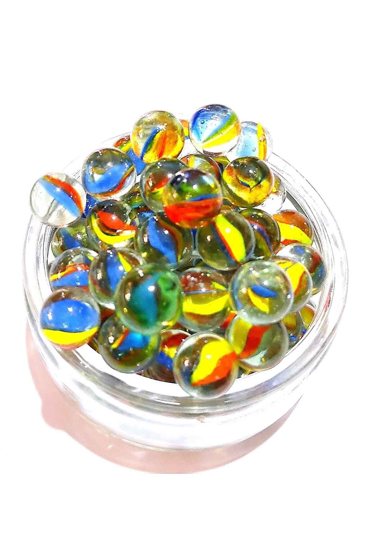 Toptan Bulurum 50 Adet Karışık Renk Cam Misket Bilye Oyuncak Cam Bilya ...